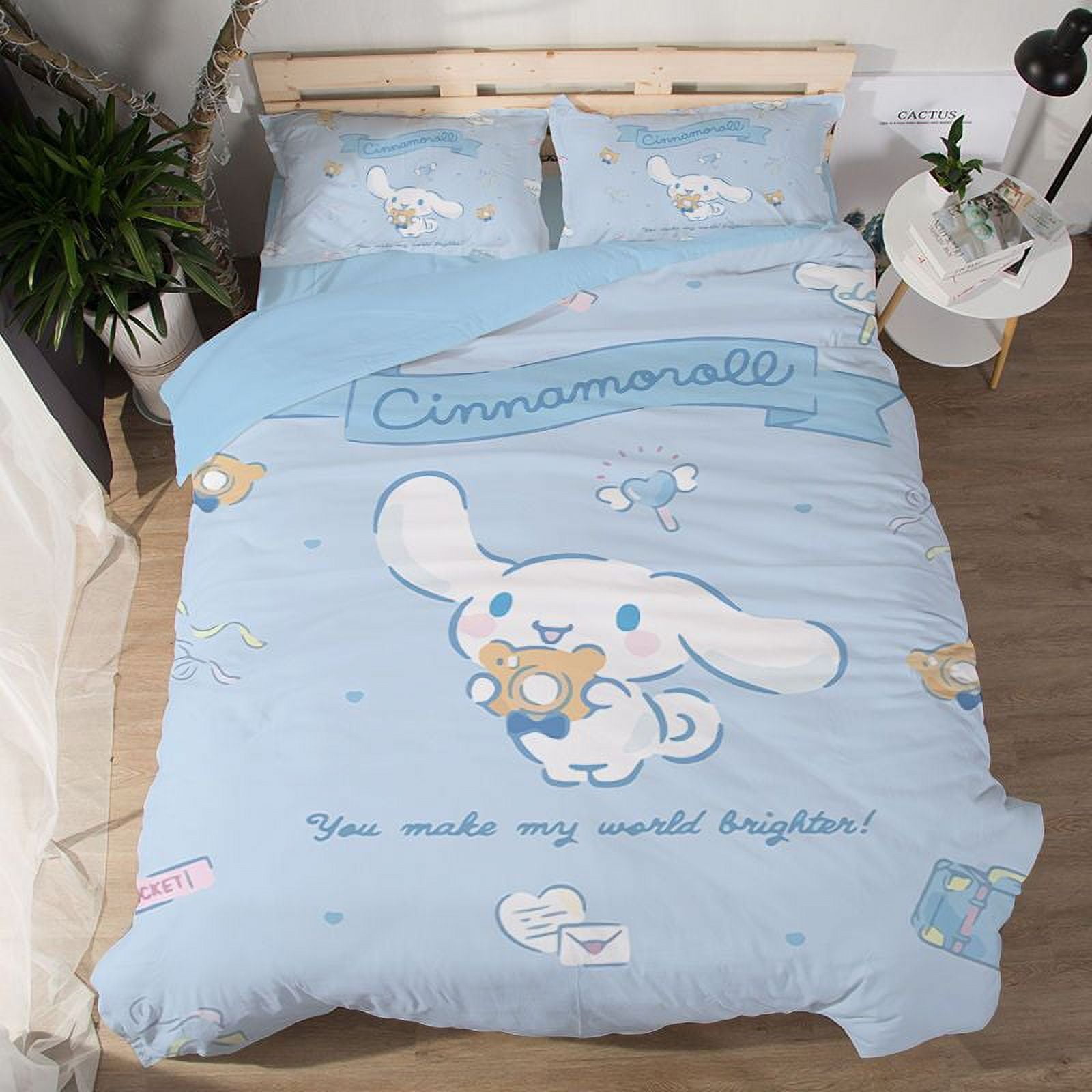 Sanrio cute cinnamon roll bed four-piece set children's cartoon bed sheet quilt cover home skin ...