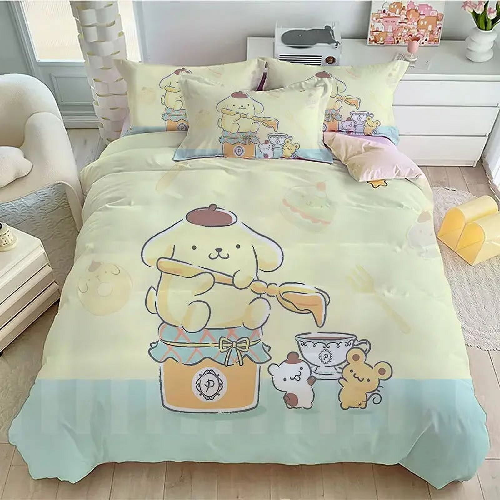 Sanrio cute pompompurin cartoon digital printing bed four-piece set ...