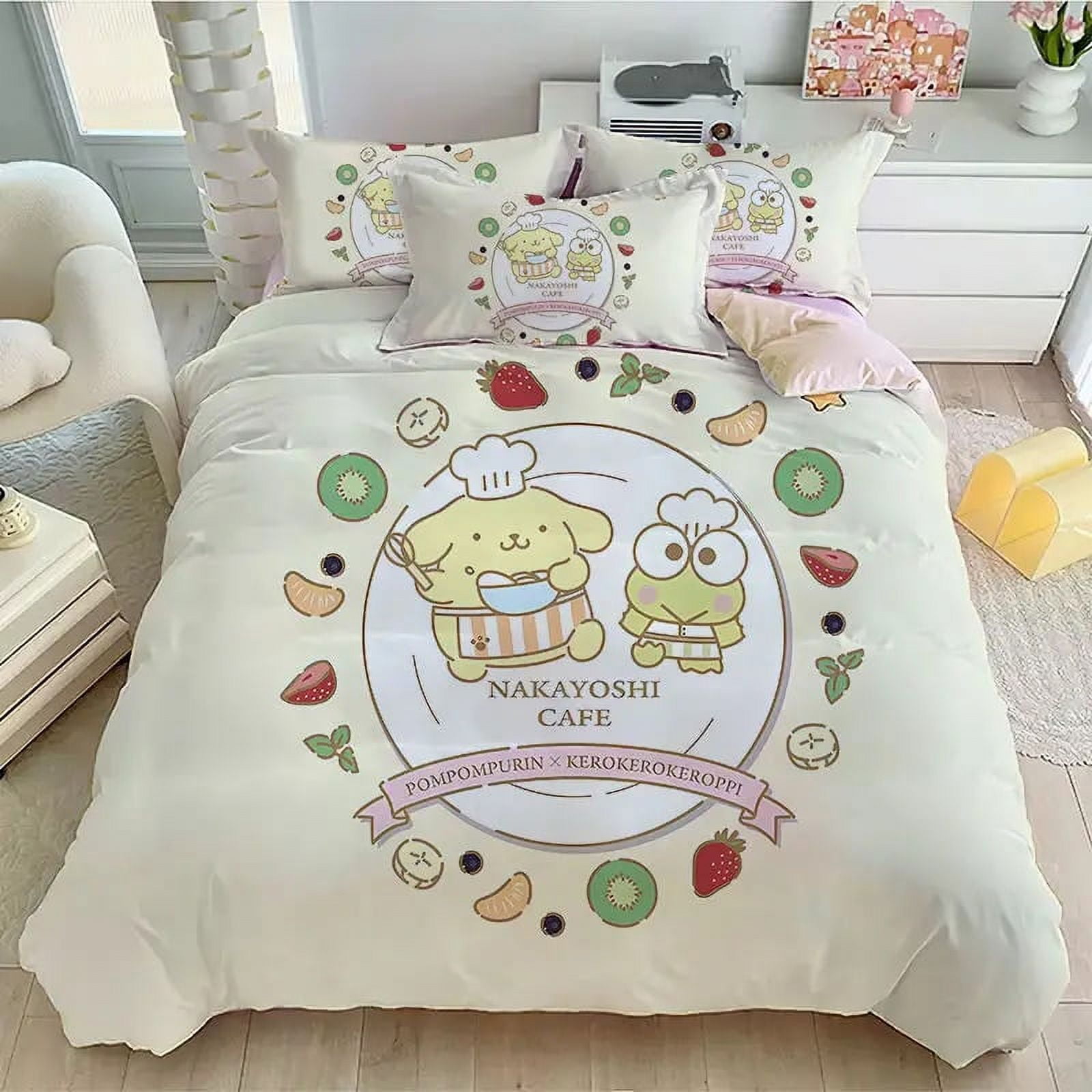 Sanrio cute pompompurin cartoon digital printing bed four-piece set ...