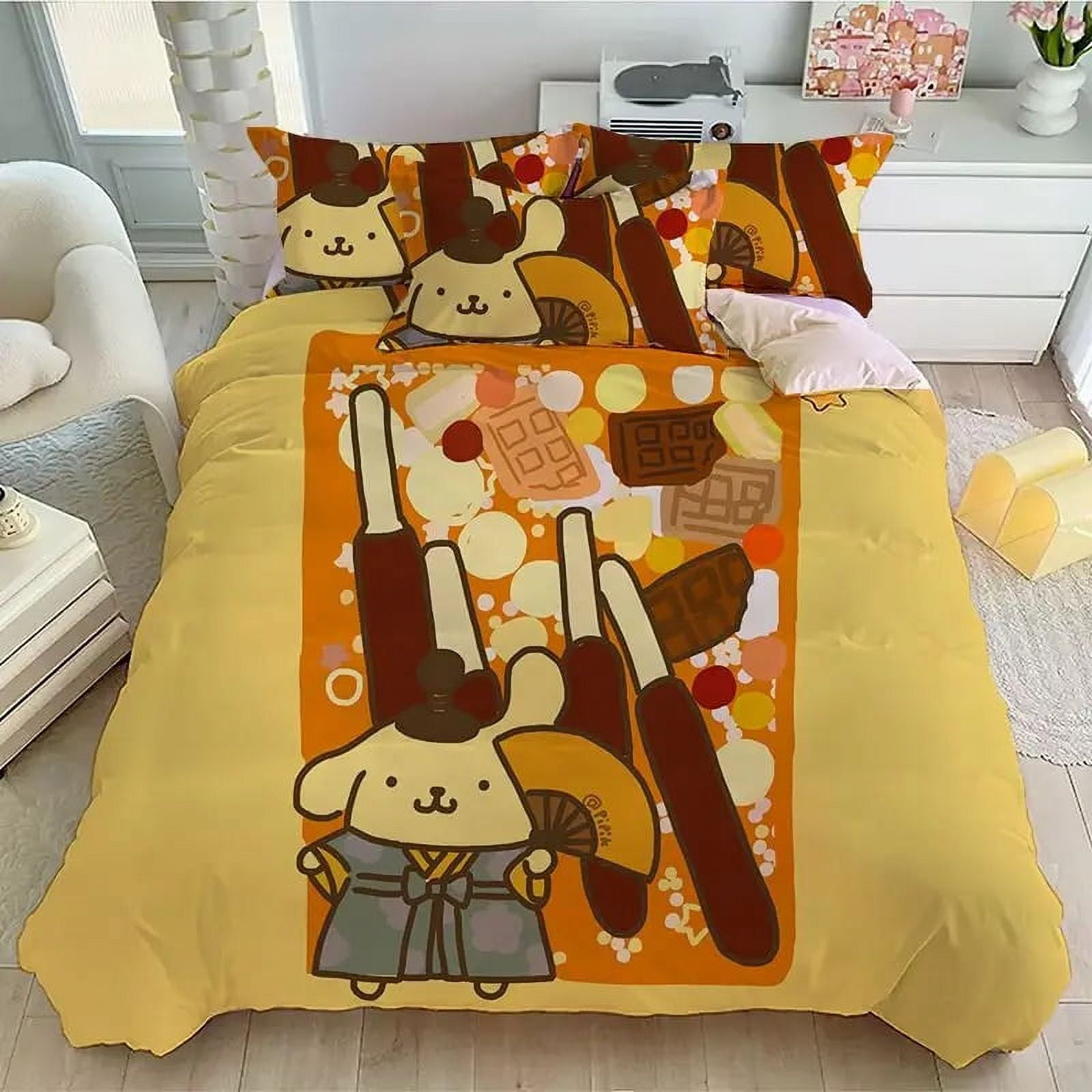 Sanrio cute pompompurin cartoon digital printing bed four-piece set ...