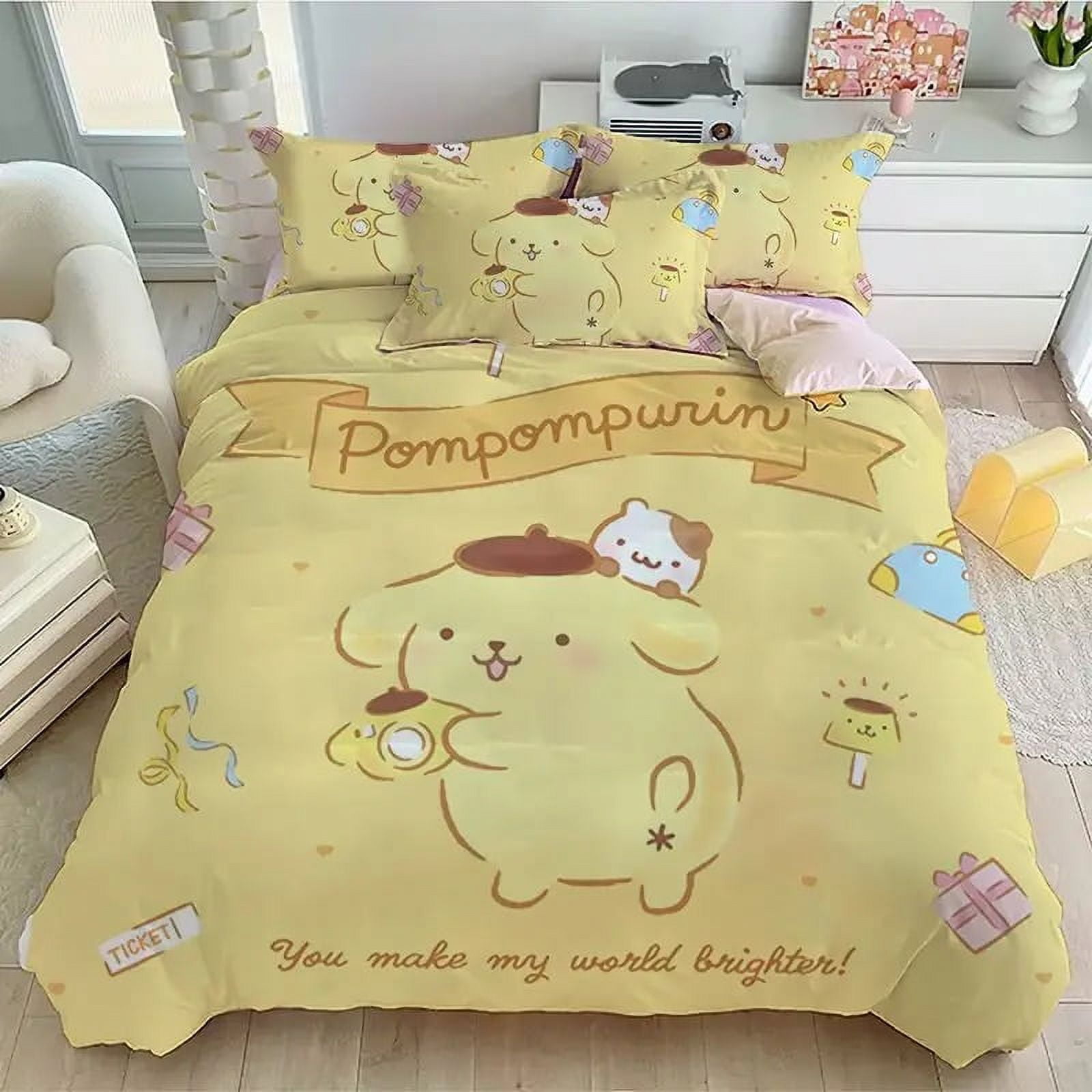 Sanrio Cute Pompompurin Cartoon digital printing bed four-piece set ...