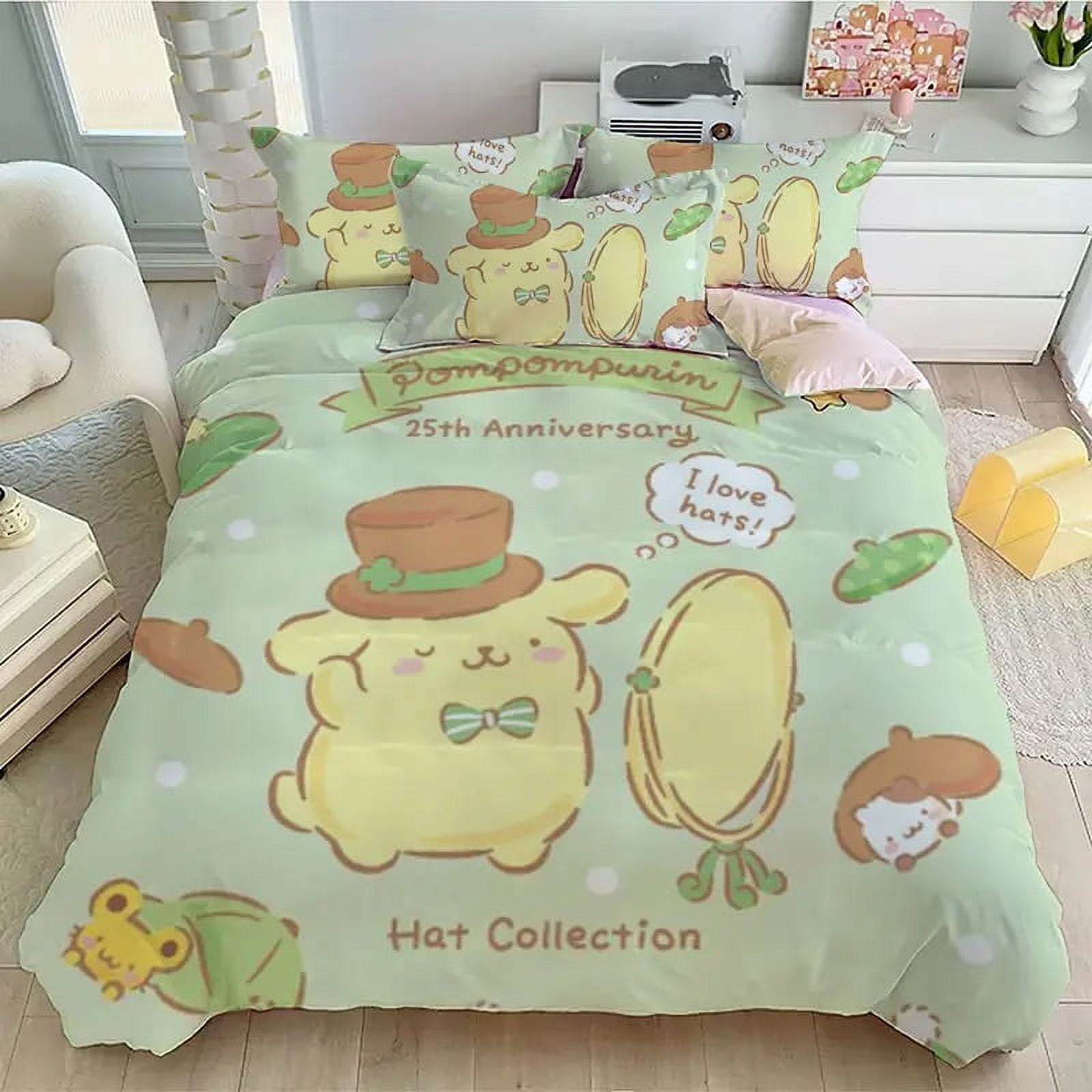 Sanrio cute pompompurin cartoon digital printing bed four-piece set ...