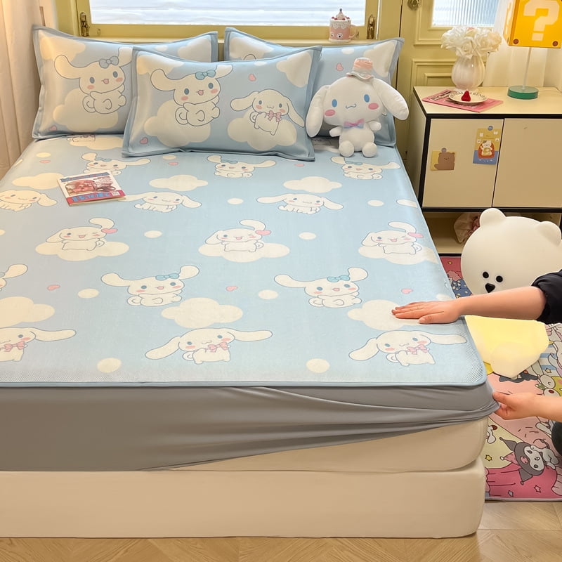 Sanrio family Cinnamoroll printed ice silk mat bed sheet cartoon Kuromi ...