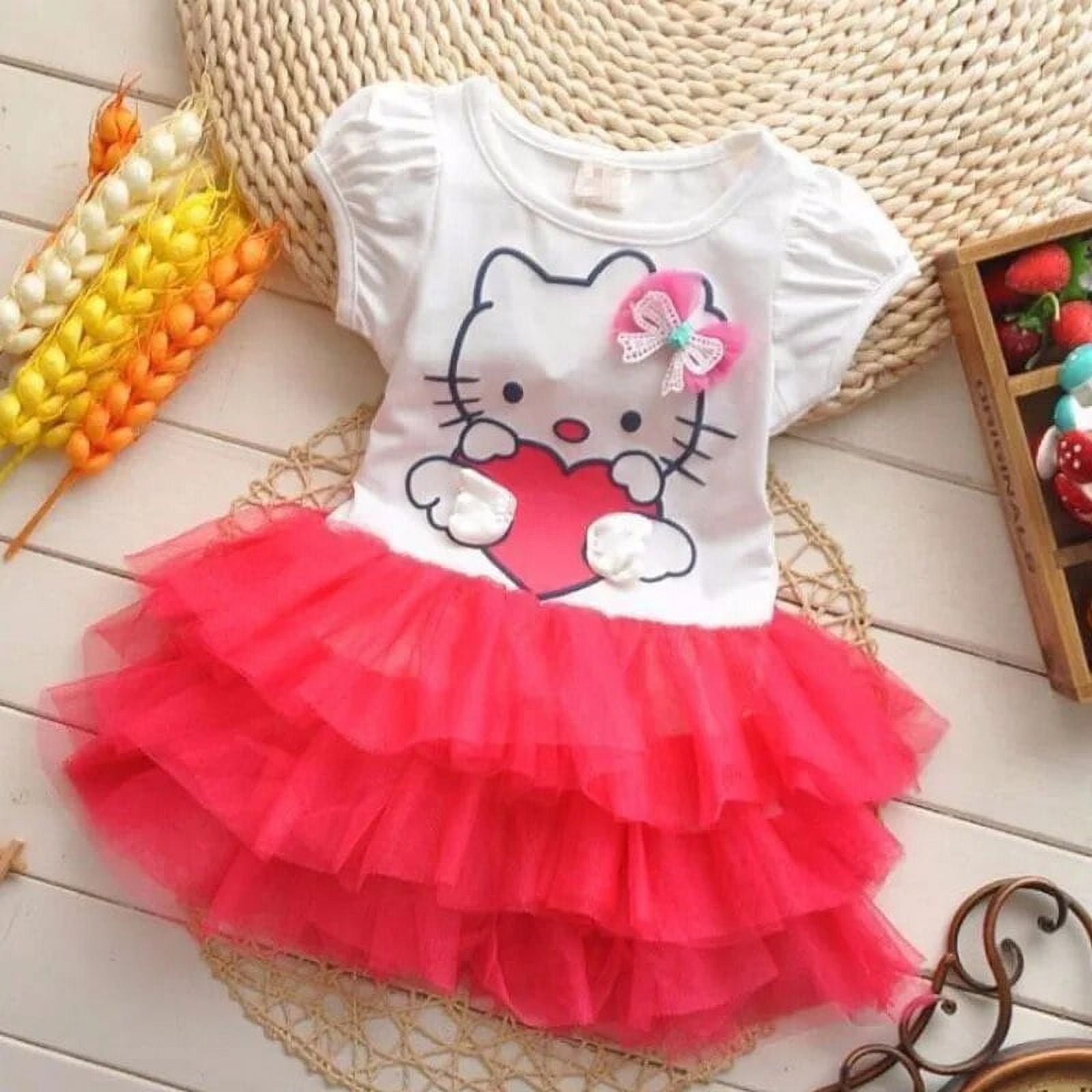 Sanrio hello kitty girls dress summer cute cartoon short-sleeved mesh ...