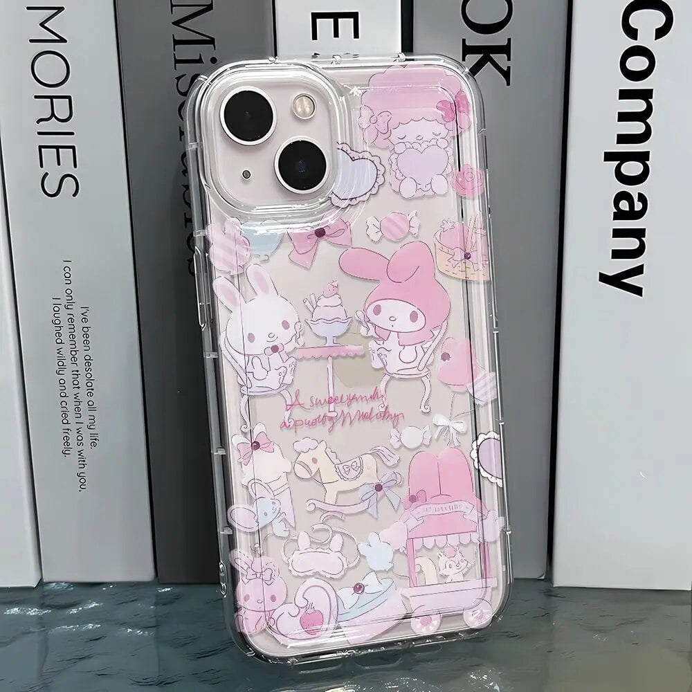 Sanrio my melody transparent Anime Phone Case For iPhone 15 14 13 12 11 ...
