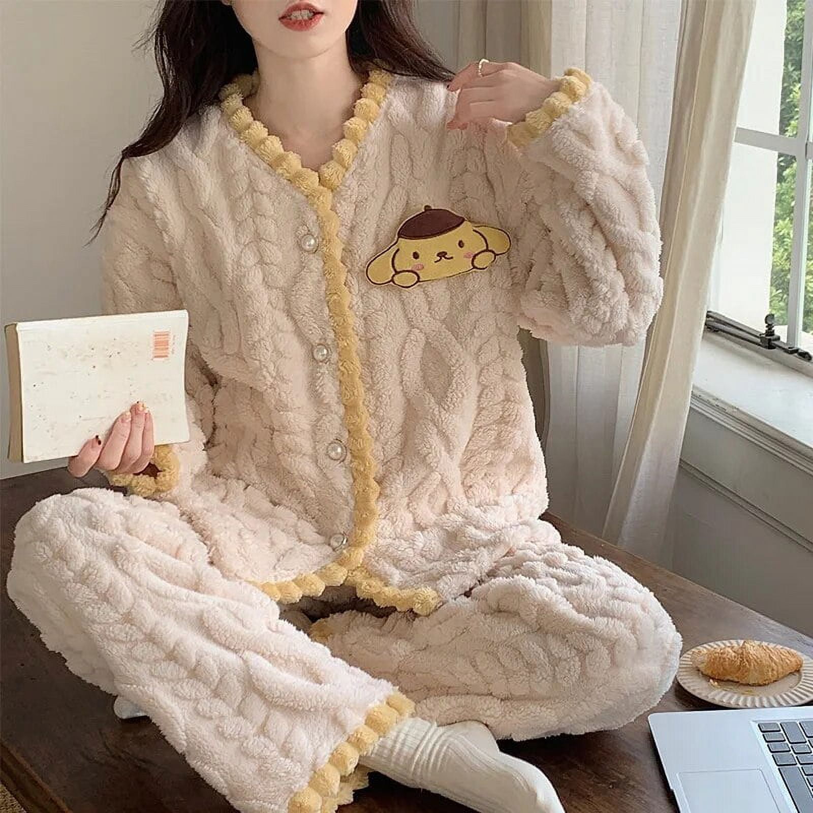 Sanrioed Cute Cartoon Kuromi Pajamas Anime Cinnamoroll Plush Homewear ...