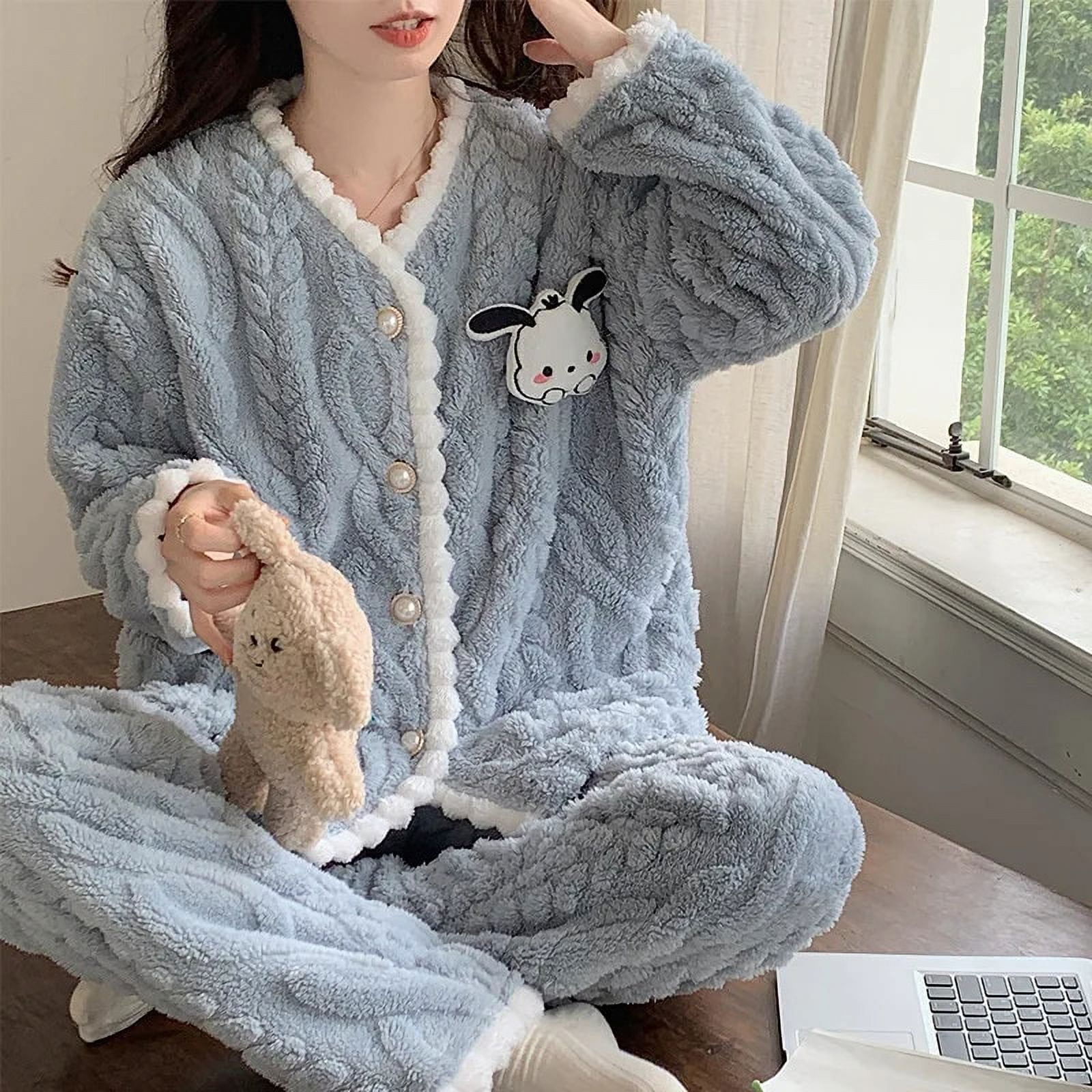 Sanrioed Cute Cartoon Kuromi Pajamas Anime Cinnamoroll Plush Homewear ...