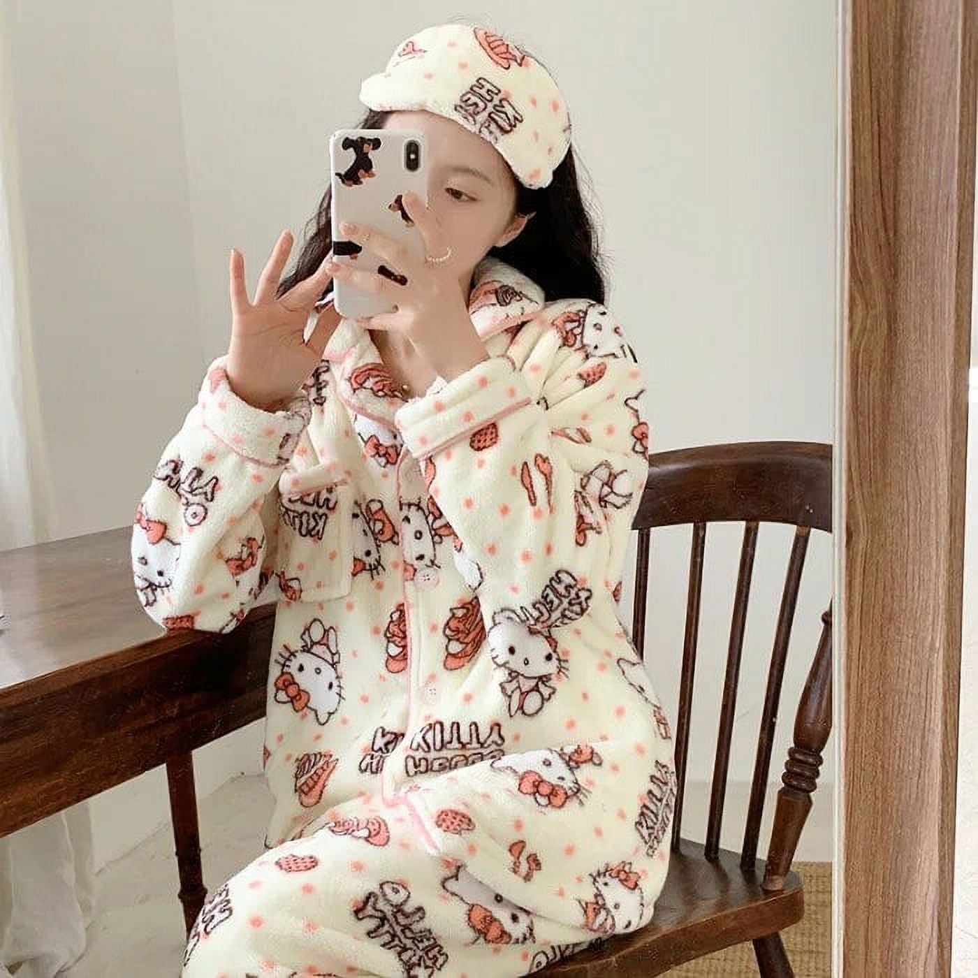 Sanrioed Cute Kitty Y2K Cartoon Pajamas Anime Cinnamoroll Plush ...