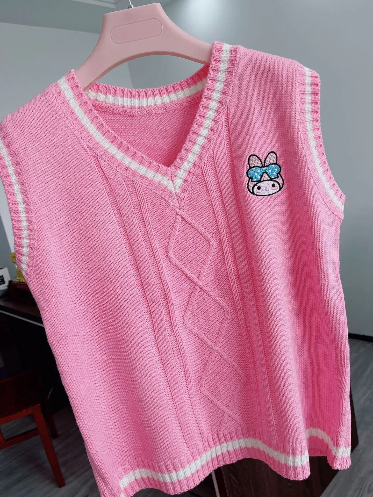 Sanrioed Kuromi Hello Kitty Knitting Vest Anime Spring Cartoon Kawaii ...