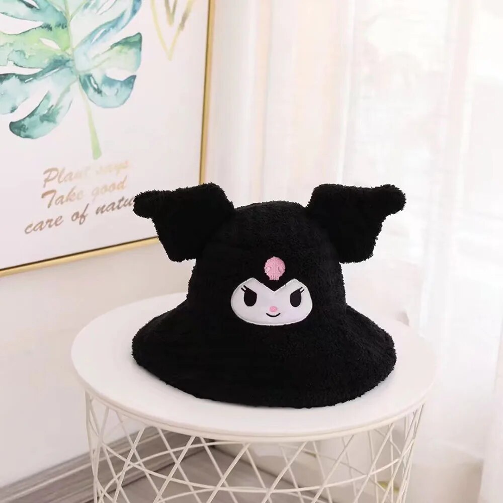 Sanrioed Kuromi Melody Cinnamoroll Bucket Hat Plush Fisherman Caps ...
