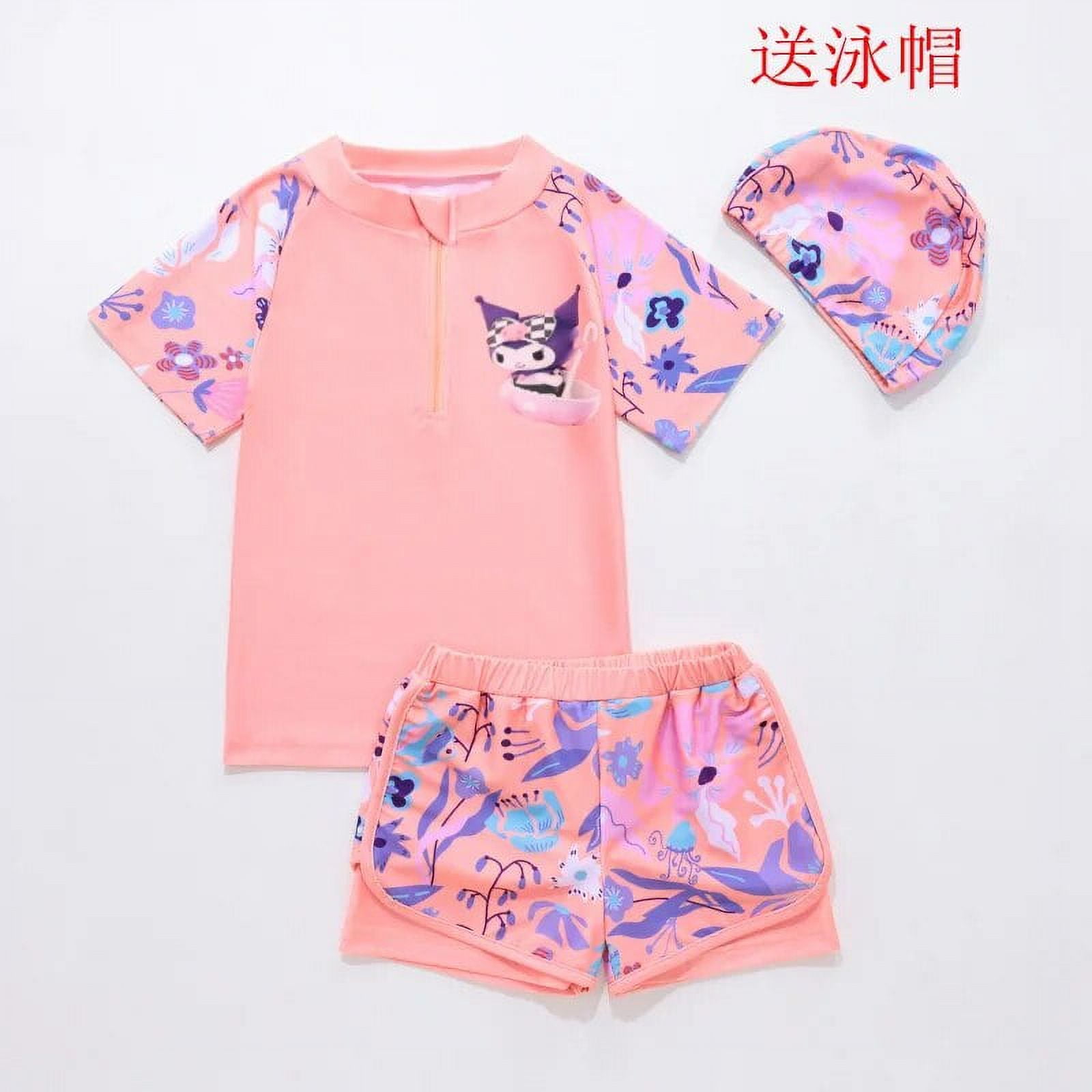 Sanrioes Anime Kuromi Cartoon Girls Swimwear Two Piece Girl Summer ...