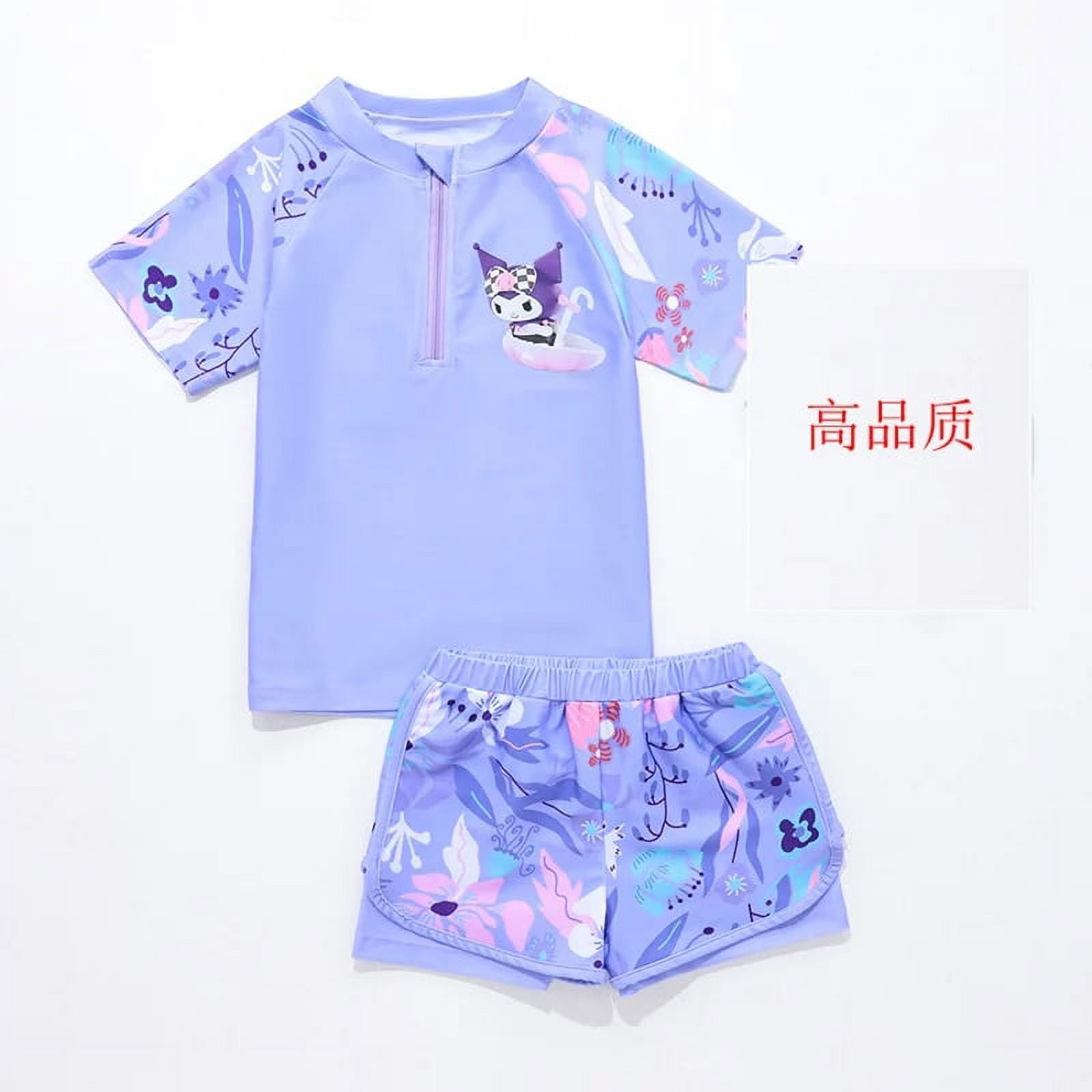 Sanrioes Anime Kuromi Cartoon Girls Swimwear Two Piece Girl Summer ...