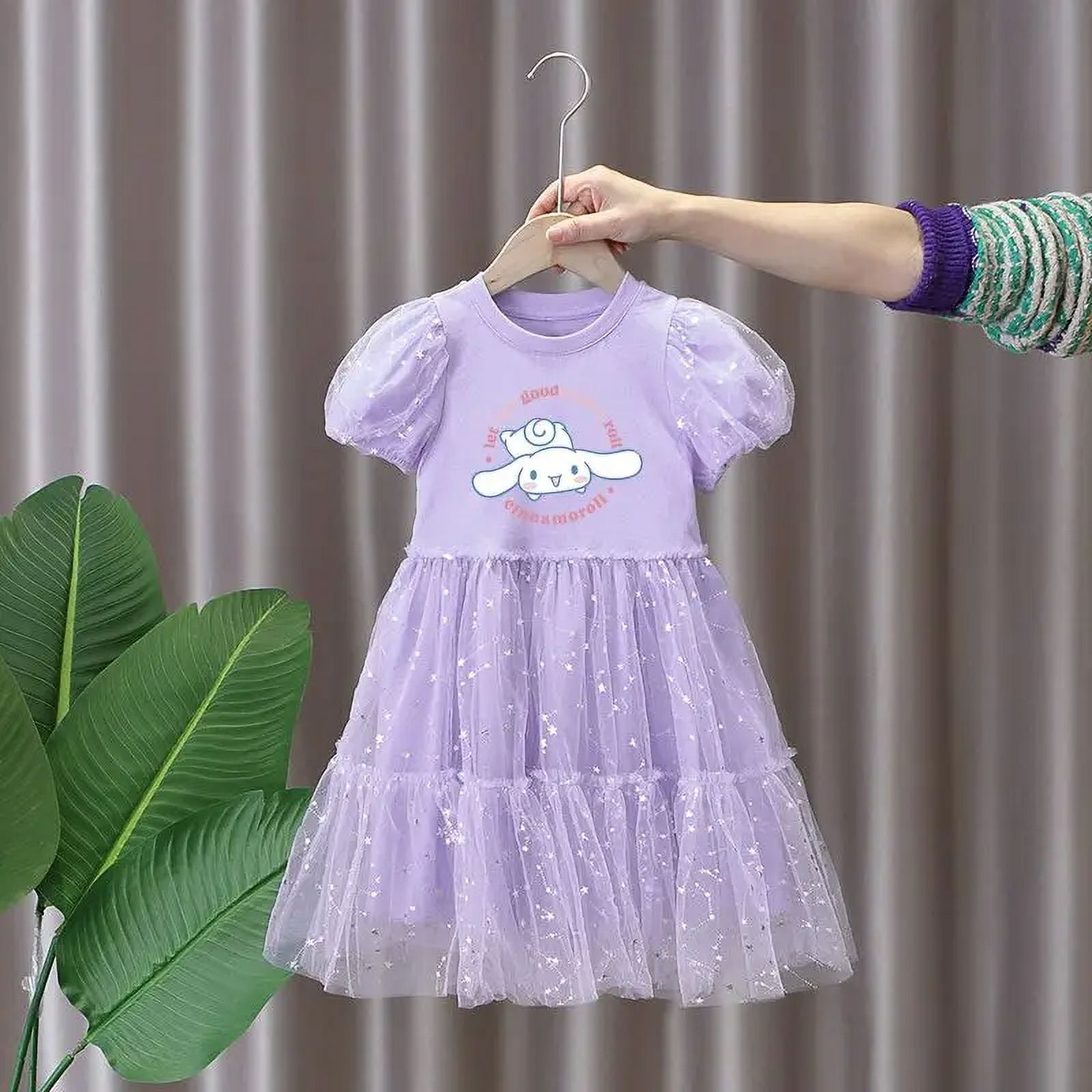 Sanrios Anime Cinnamoroll Children Clothing Summer Short Sleeve Dresses ...