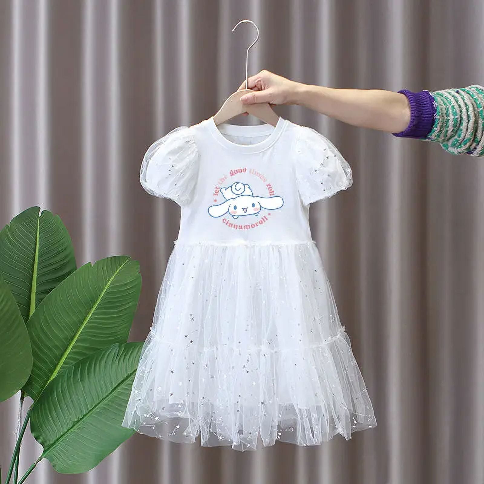 Sanrios Anime Cinnamoroll Children Clothing Summer Short Sleeve Dresses ...
