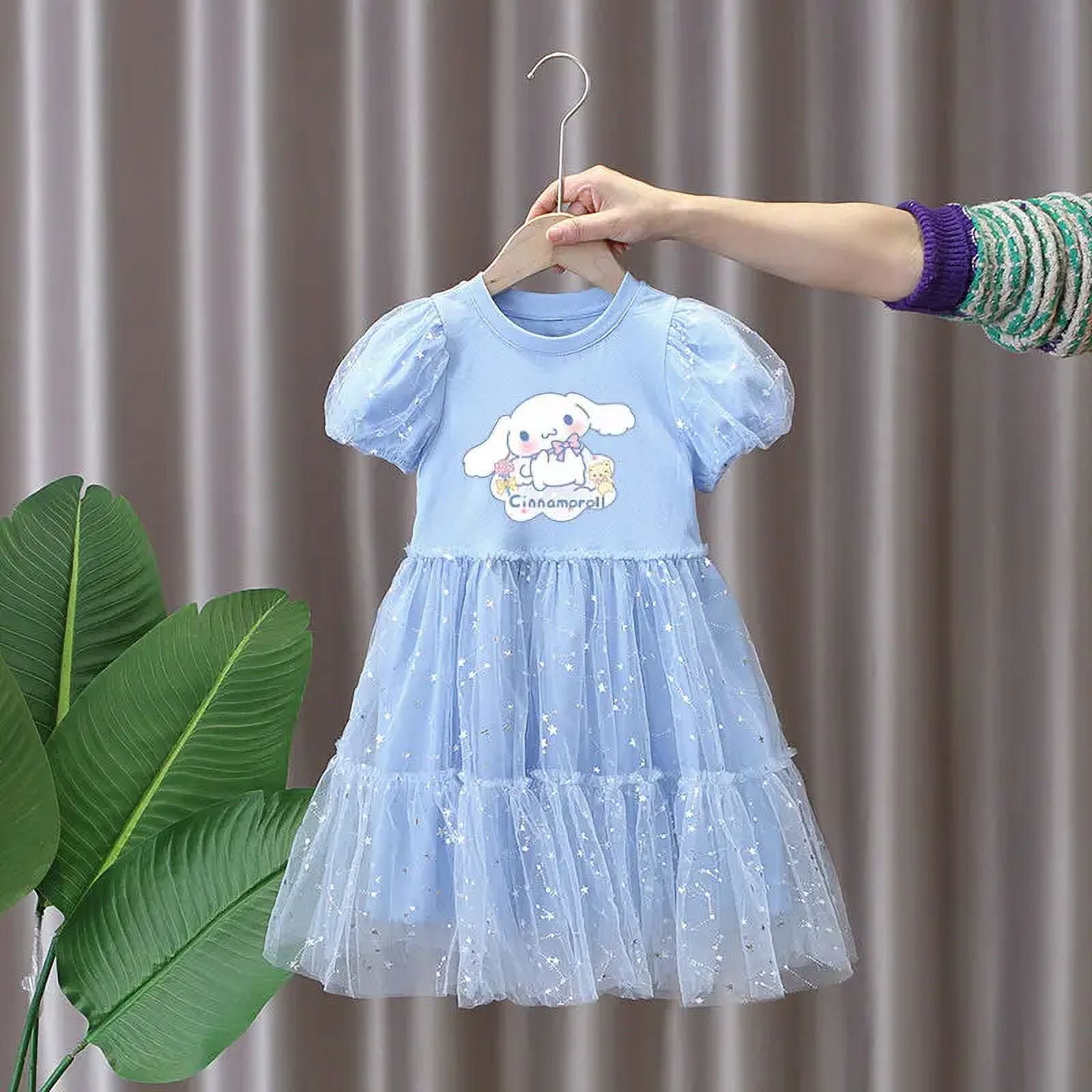 Sanrios Anime Cinnamoroll Children Clothing Summer Short Sleeve Dresses ...