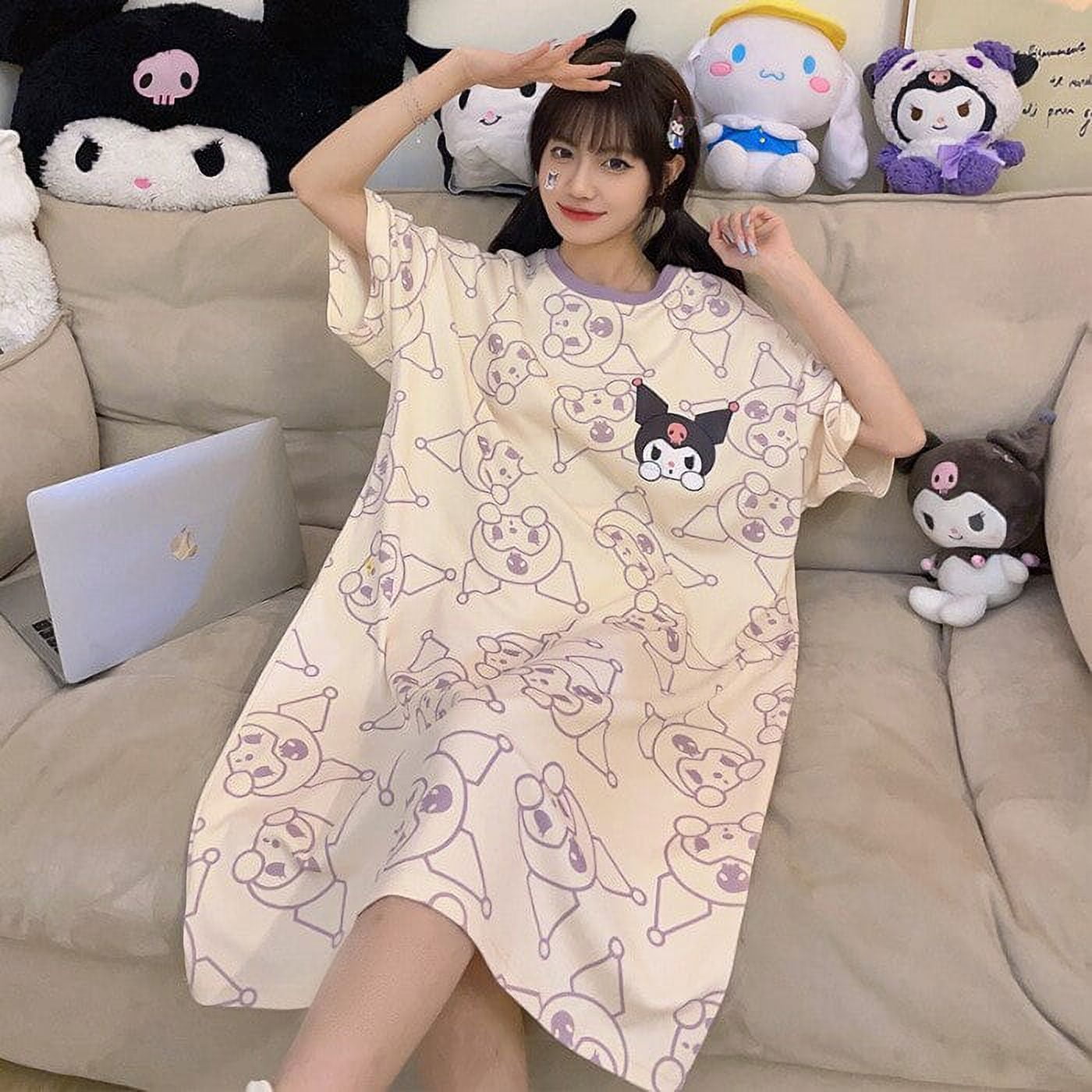 Sanrios Anime Kawaii Kuromi Cinnamoroll Pochacco Summer Girl Short ...