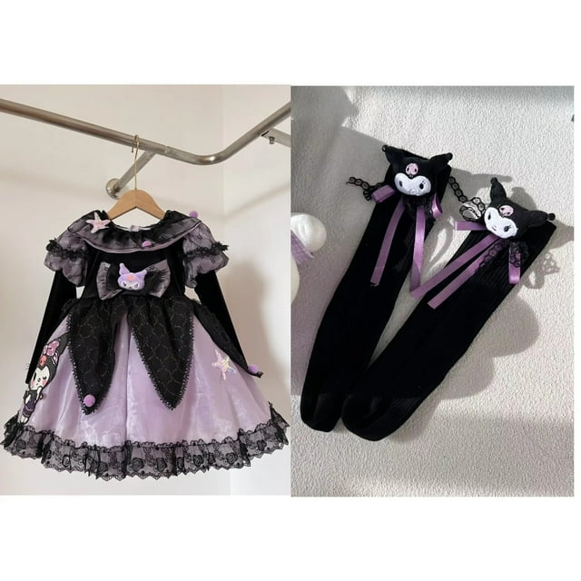 Sanrios Anime Kuromi COS Clothing Halloween Lolita Princess Style Skirt ...