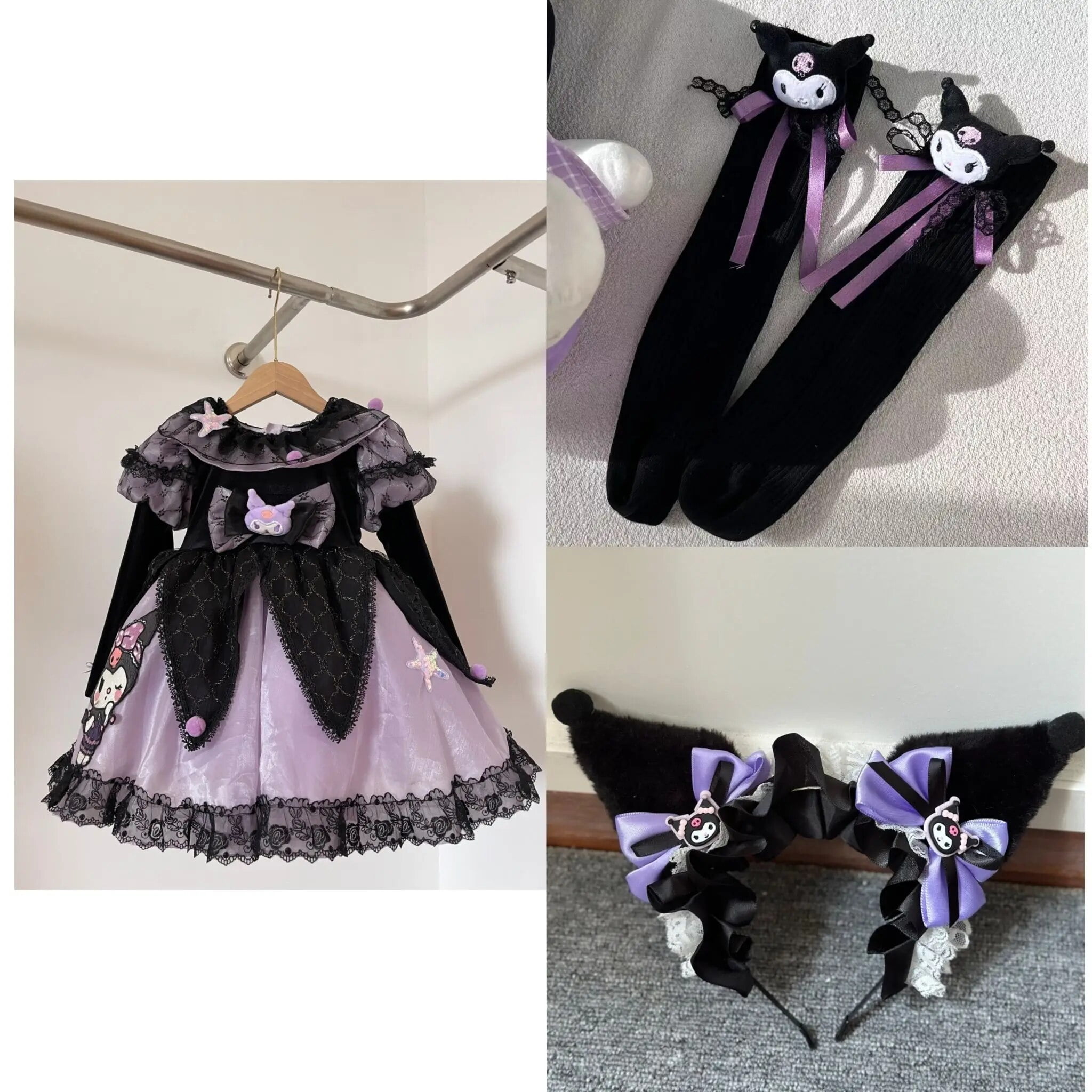 Sanrios Anime Kuromi COS Clothing Halloween Lolita Princess Style Skirt ...