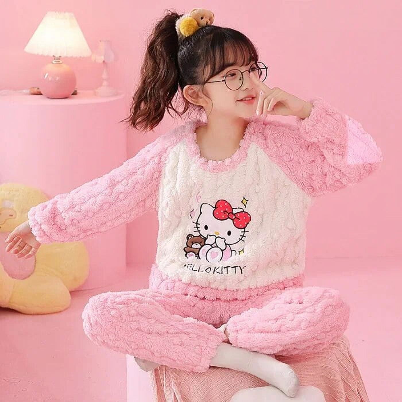 Sanrios Cinnamoroll Thicken Children pajamas Set Kuromi kt cat Winter ...