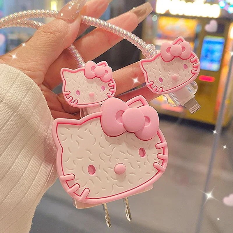 Sanrios Data Cable Protection Cover Kawaii Kuromi Hellokitty Cute Anime ...