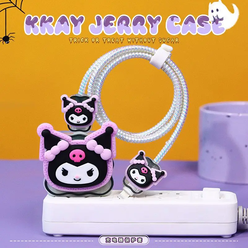 Sanrios Data Cable Protection Cover Kawaii Kuromi Hellokitty Cute Anime ...