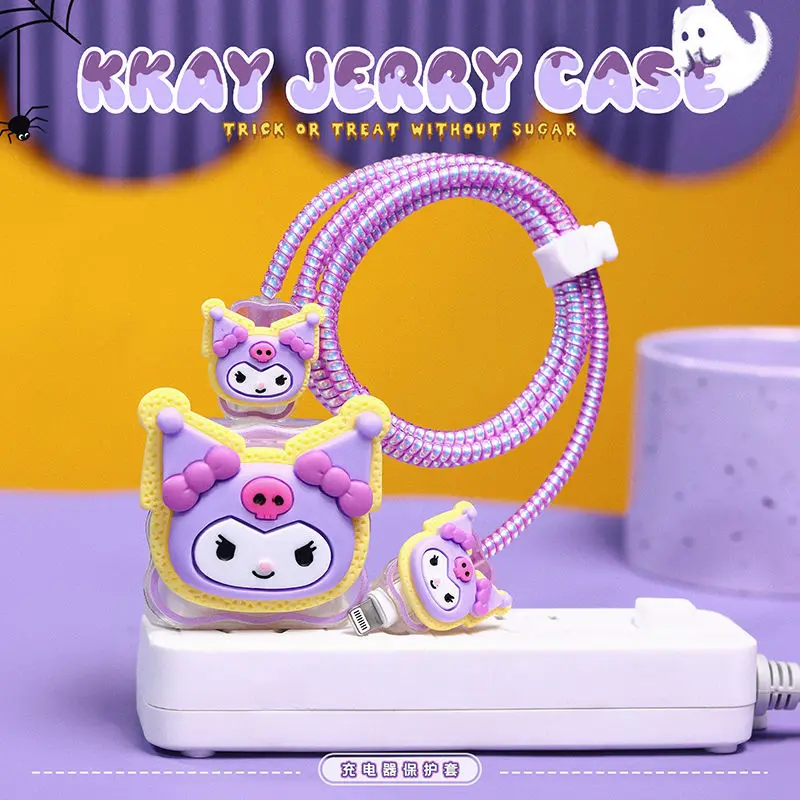 Sanrios Data Cable Protection Cover Kawaii Kuromi Hellokitty Cute Anime ...