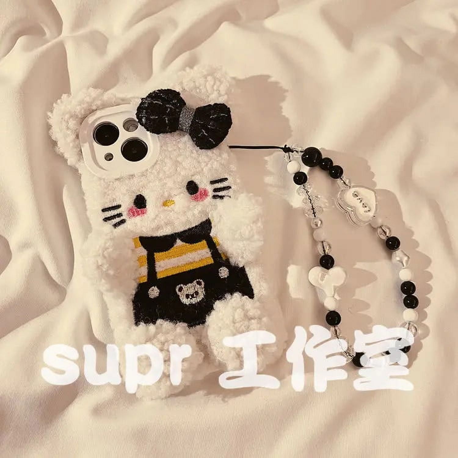 Sanrios Hello Kitty Cartoon Fuzzy Plush Phone Case for Iphone 14 13 12 ...
