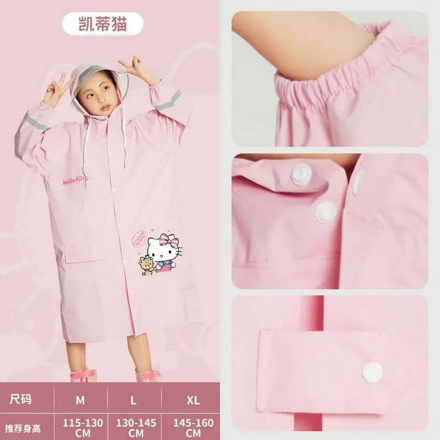 Sanrios Hello Kitty Children's Raincoat Cute Cartoon Boys Girls Full Body Waterproof Primary ...