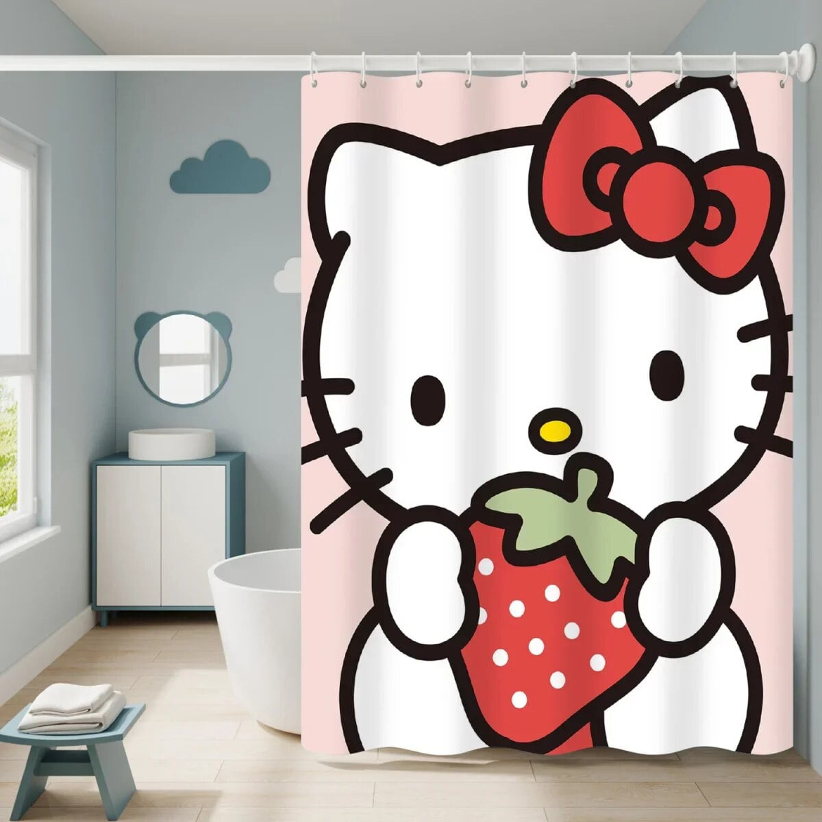 Sanrios Hello Kitty Kawaii Cartoon Shower Curtains Bathroom Curtain