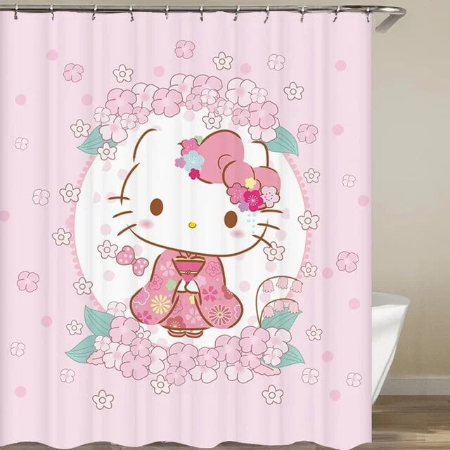 Sanrios Hello Kitty Kuromi Mymelody Cinnamoroll Kawaii Anime Cartoon Bathroom Curtain Shower