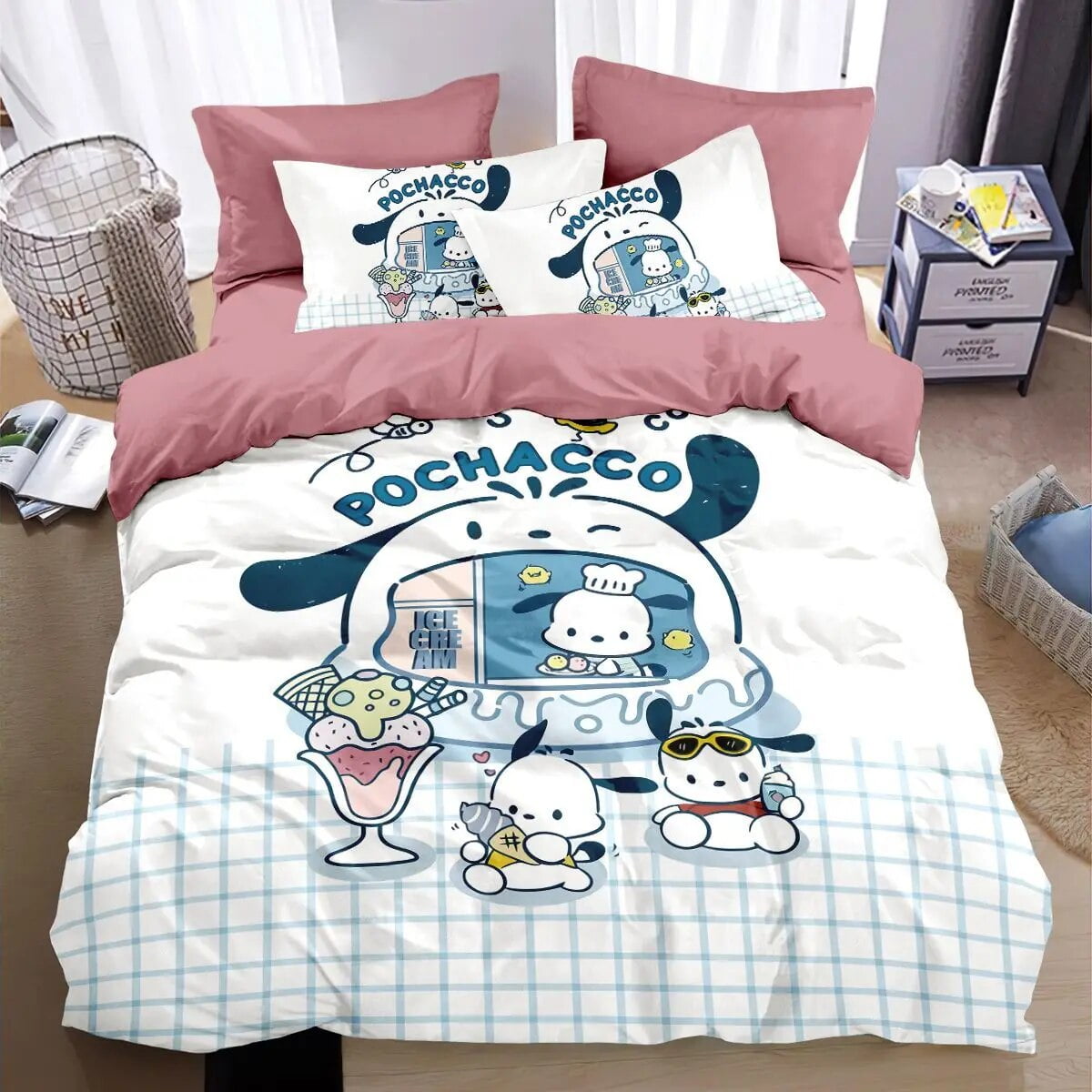 Sanrios Hello Kitty Melody Kuromi Pochacco Anime Cartoon Bedding Four ...