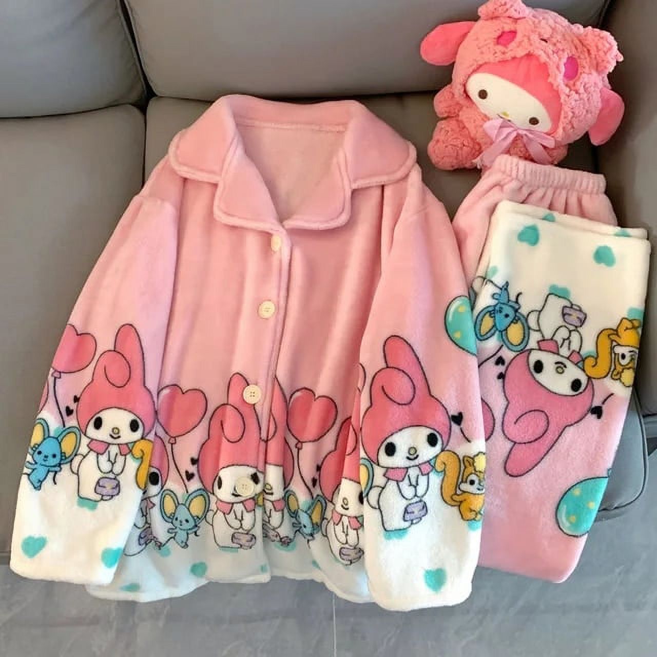 Sanrios HelloKittys My Melody Pachacco Winter Pajamas Kawaii Cartoon ...