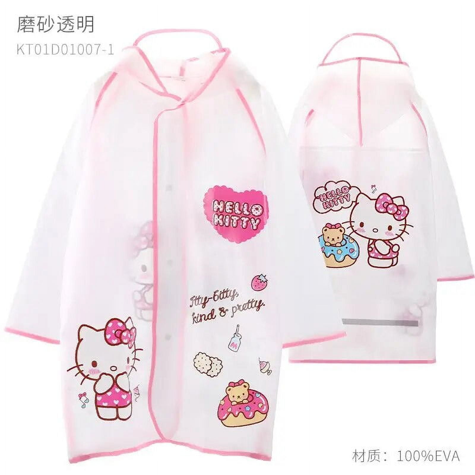 Sanrios Kawaii Anime Hello Kitty Cute Cartoon Kids Raincoat Outdoor ...
