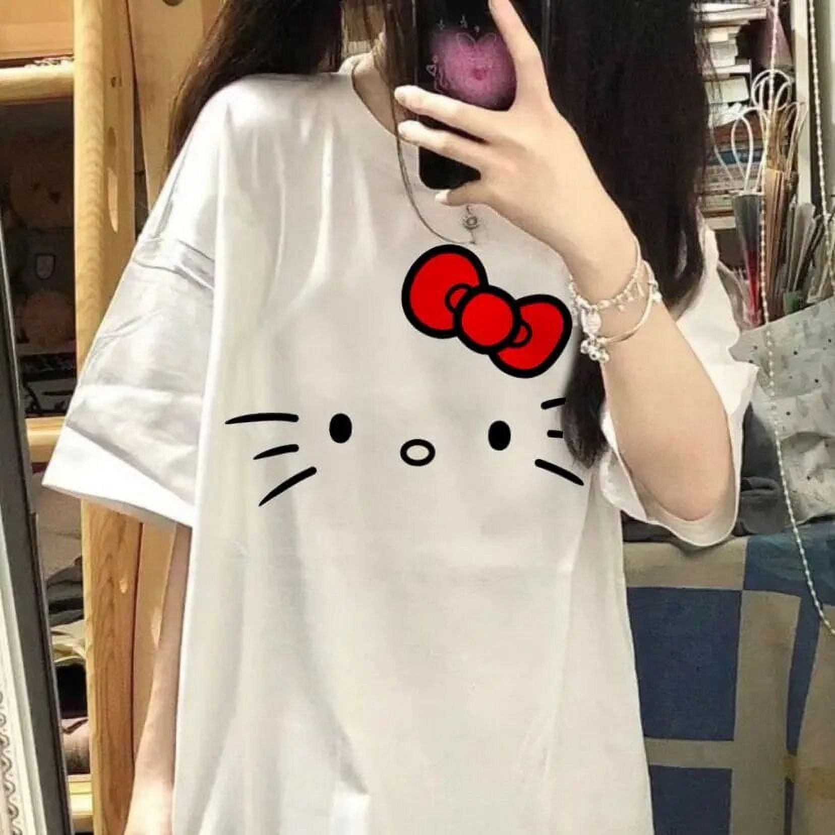 Sanrios Kawaii Anime Hello Kitty Cute Cartoon Summer Graffiti Loose