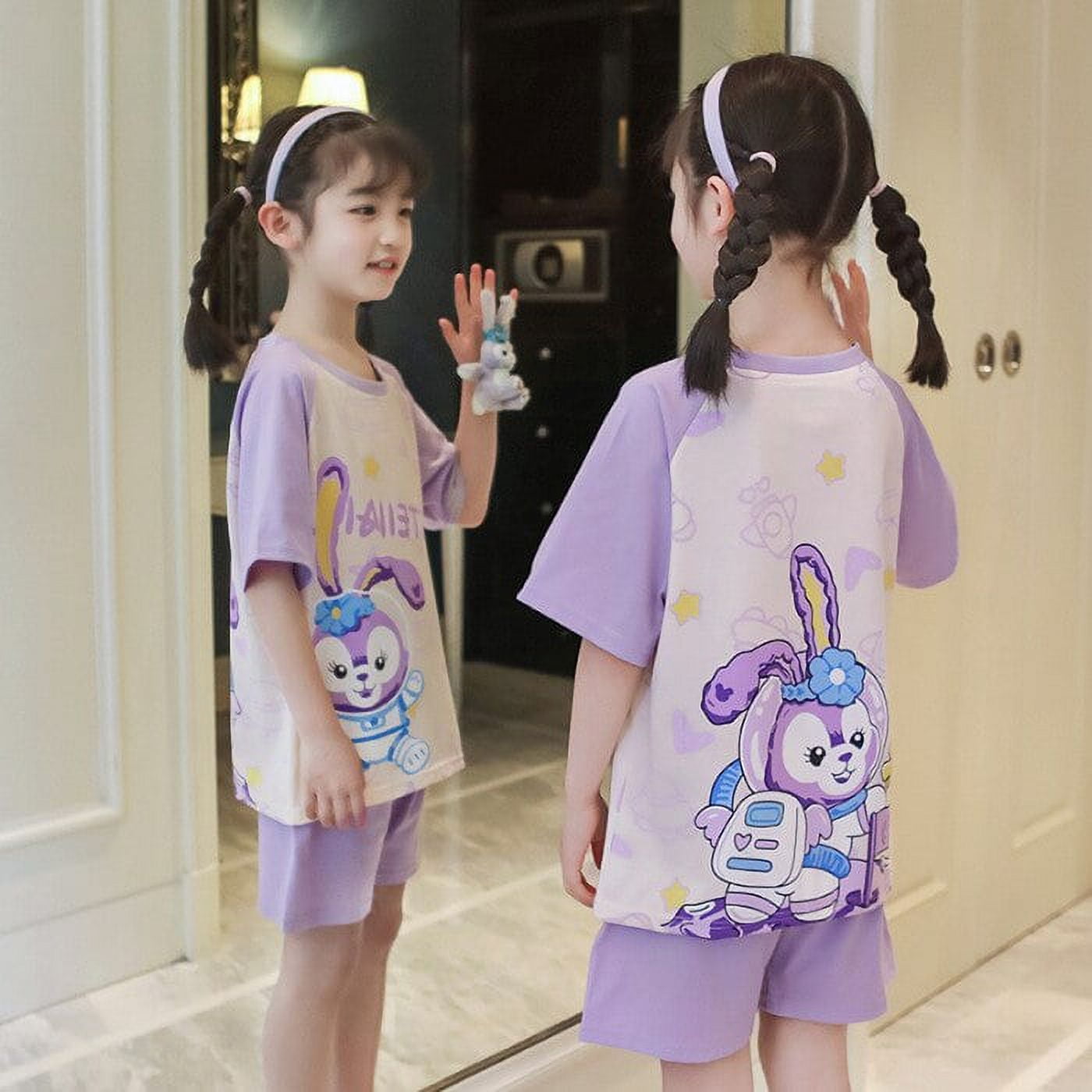 Sanrios Kawaii Hellokittys Cinnamoroll Summer Boys Girl Pajamas Suit Children All Cotton Short ...