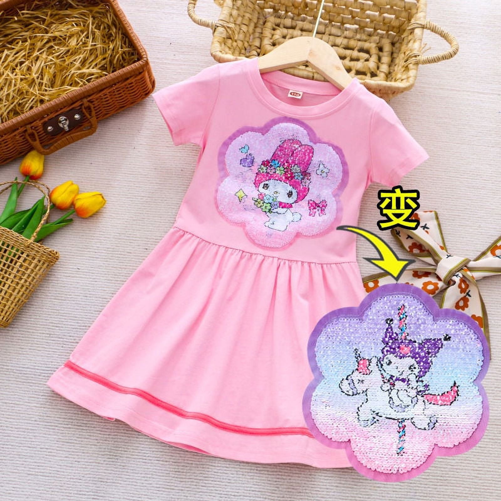 Sanrios Kids Kuromi Dress Cinnamoroll My Melody Cartoon Summer Princess ...