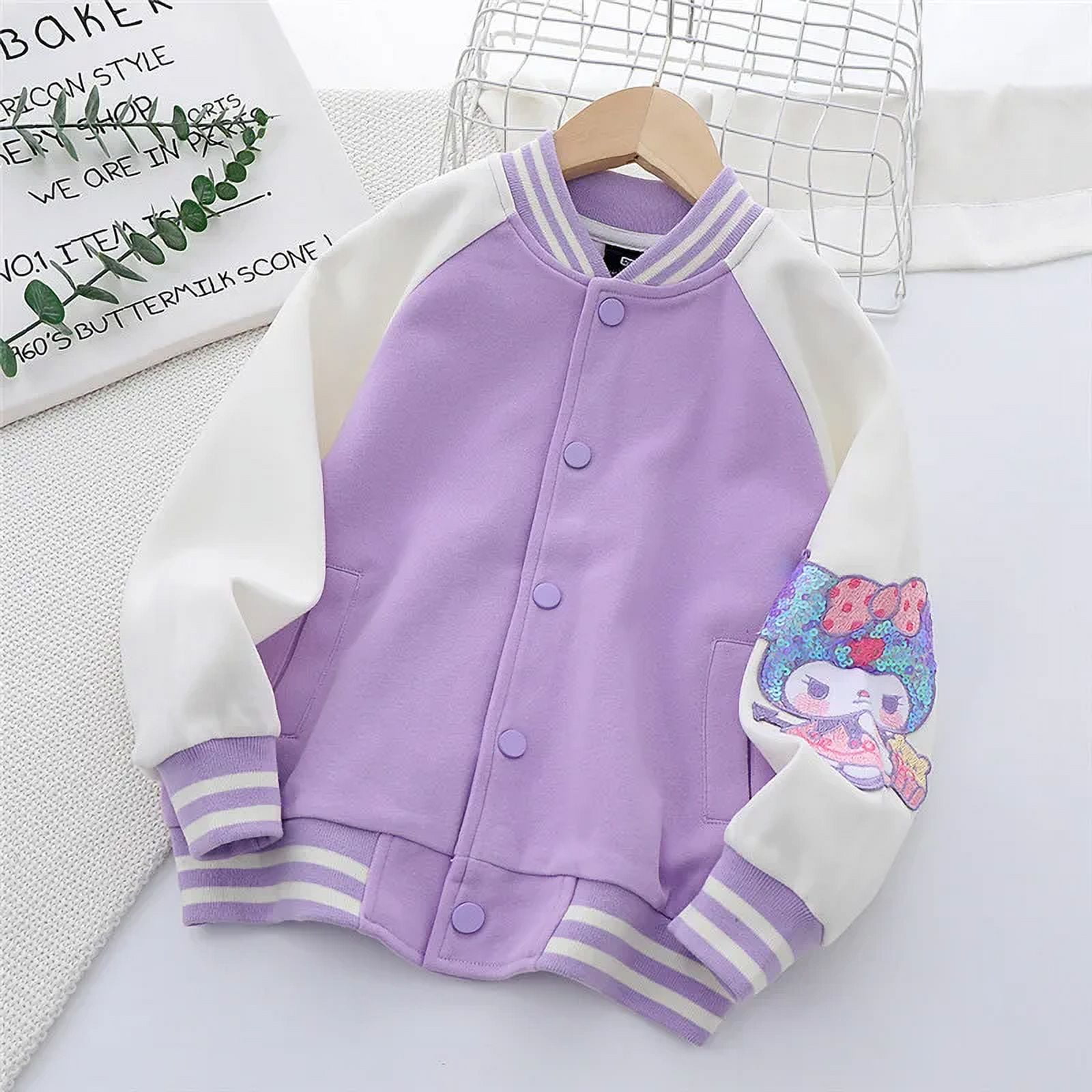 Sanrios Kuromi Baseball Uniform Spring Autumn Coat Cinnamoroll Cute ...