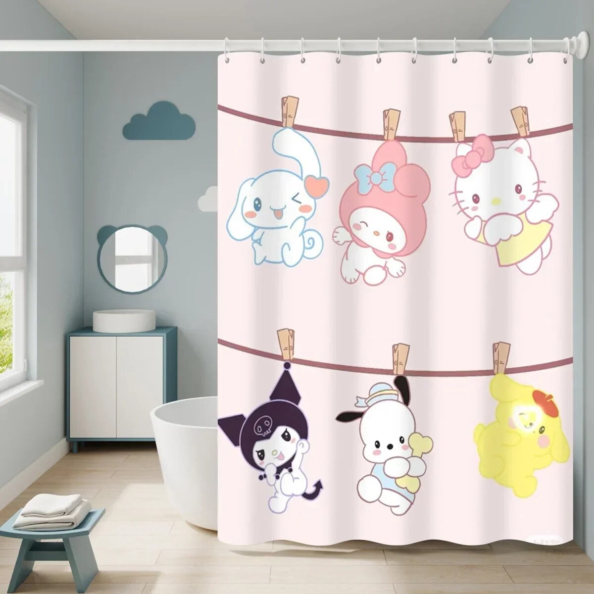 Sanrios Kuromi Mymelody Cinnamoroll Kawaii Anime Cartoon Bathroom