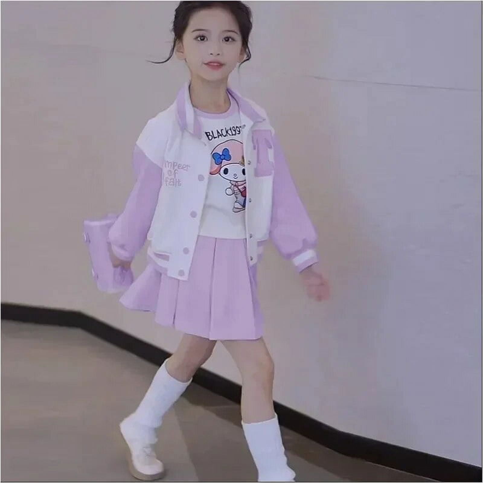 Sanrios My Melody Girls‘ Set Autumn Children‘s Baseball Suit Pleated Skirt Pants Little Girl ...