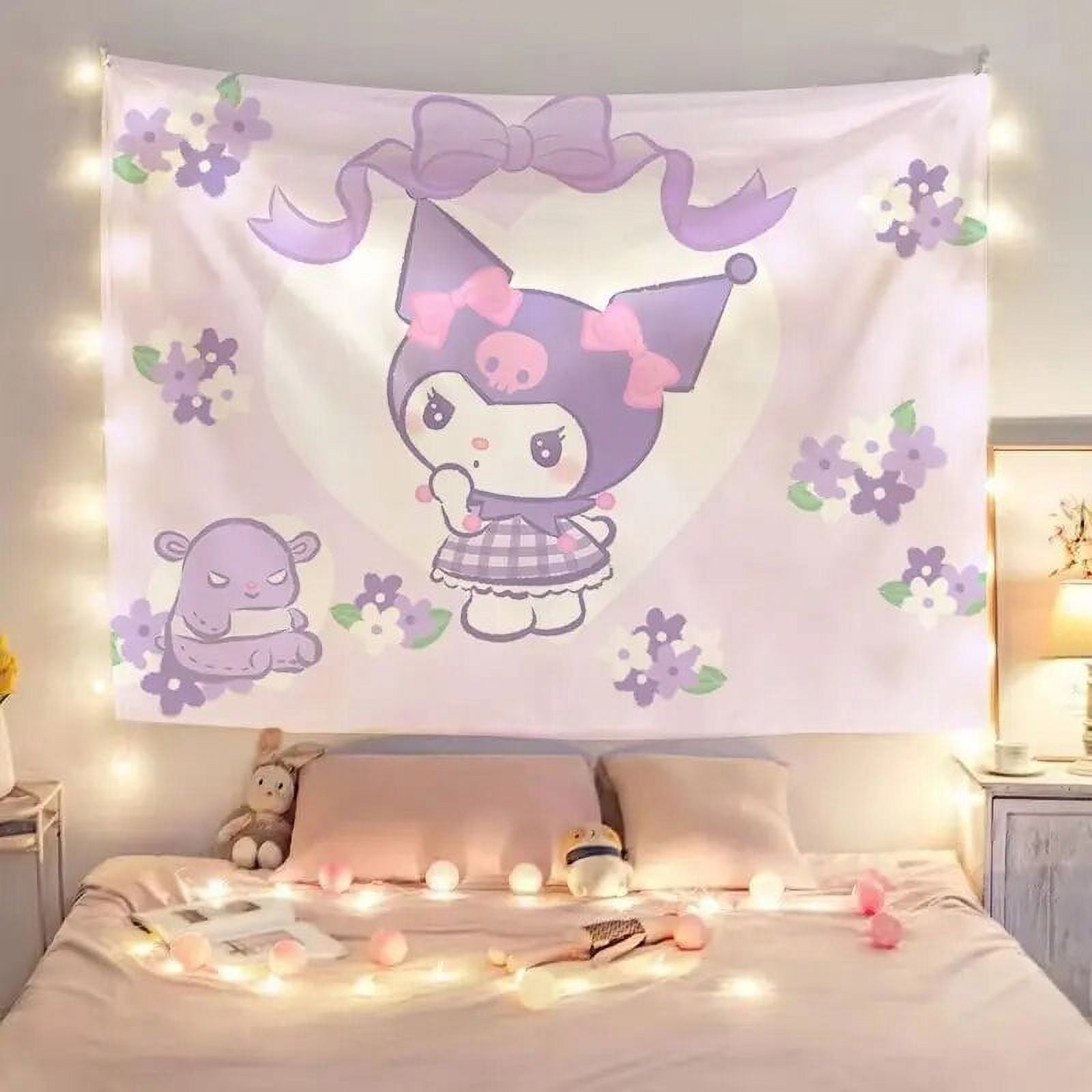 Sanrios Mymelody Cinnamoroll Kuromi Cartoon Tapestry Cloth Wall Hanging ...