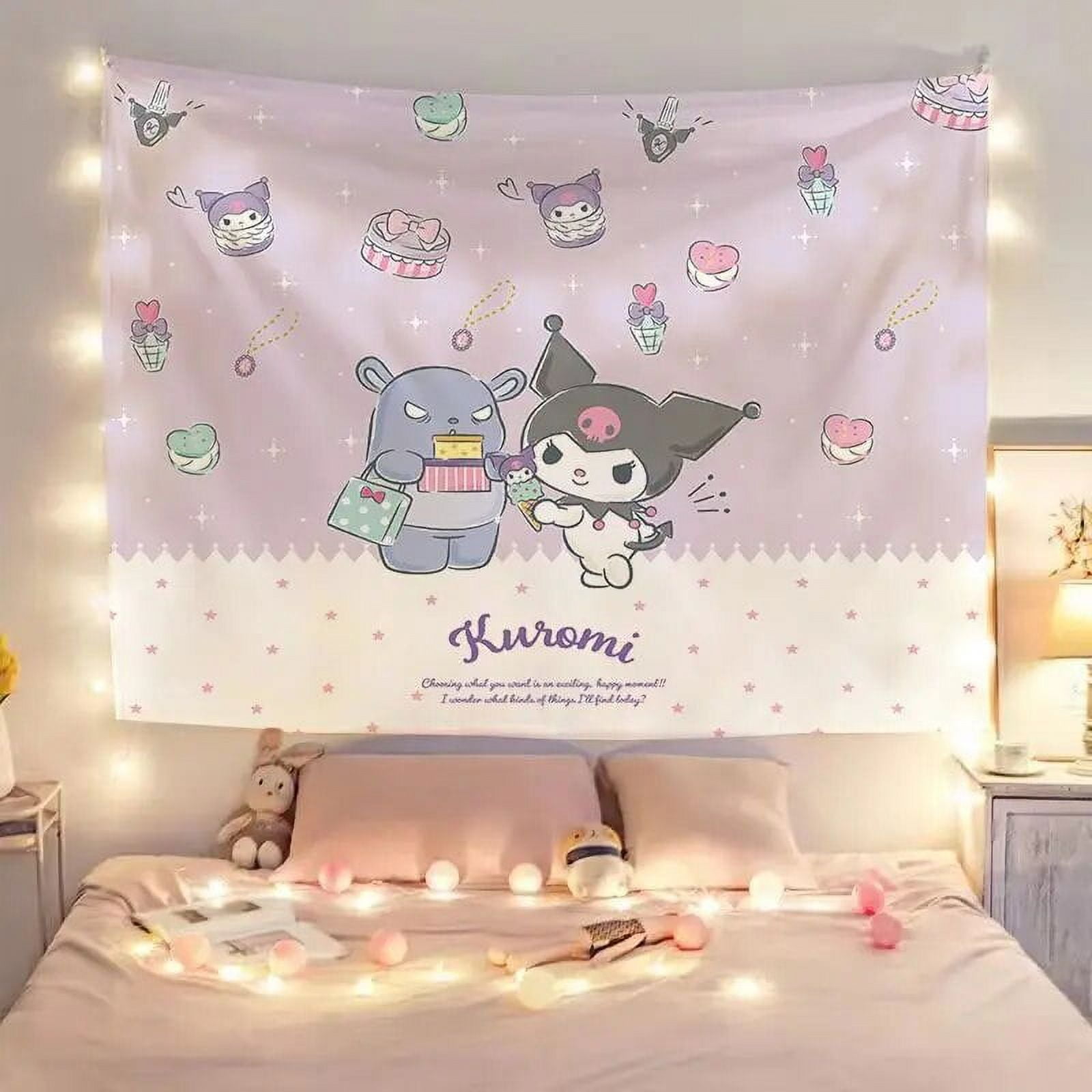 Sanrios Mymelody Cinnamoroll Kuromi Cartoon Tapestry Cloth Wall Hanging ...