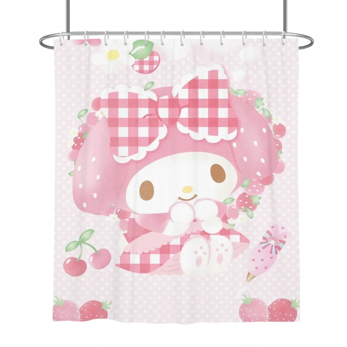 Sanrios Mymelody Cinnamoroll Kuromi Kawaii Anime Cartoon Shower Curtain