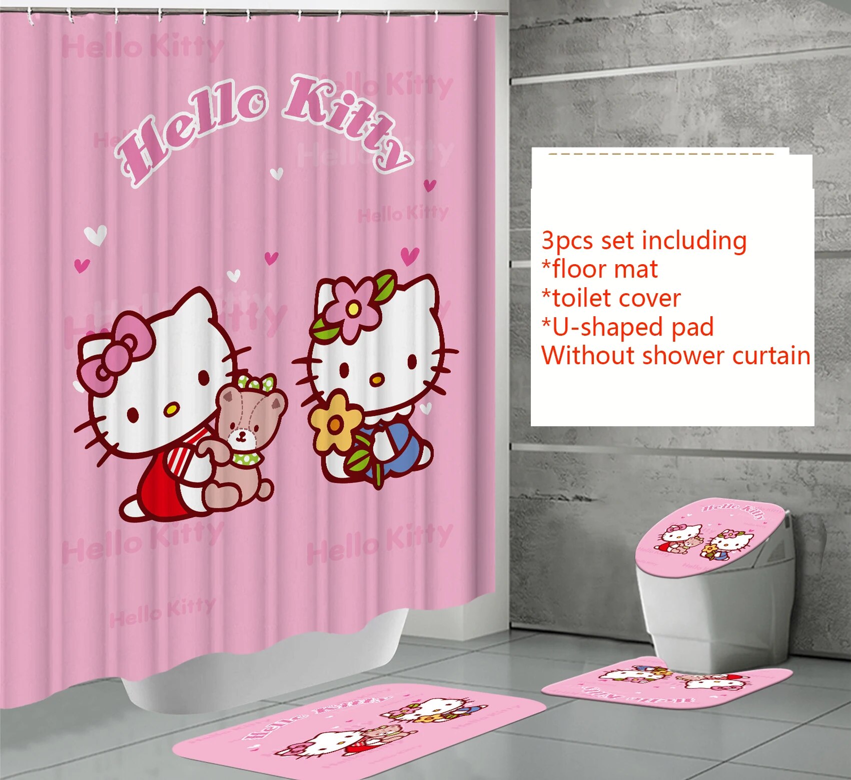 Sanrios Shower Curtain Anime Hello Kittys Kuromi Cartoon My Melody ...