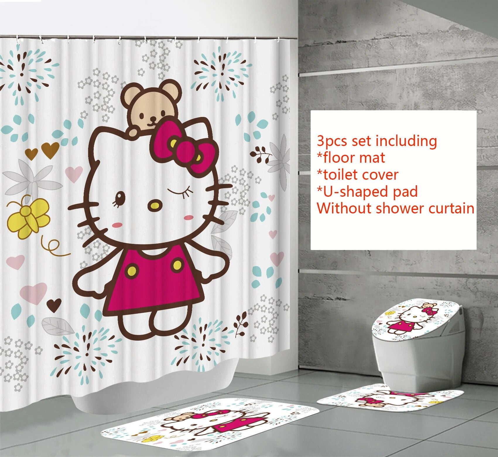 Sanrios Shower Curtain Anime Hello Kittys Kuromi Cartoon My Melody ...