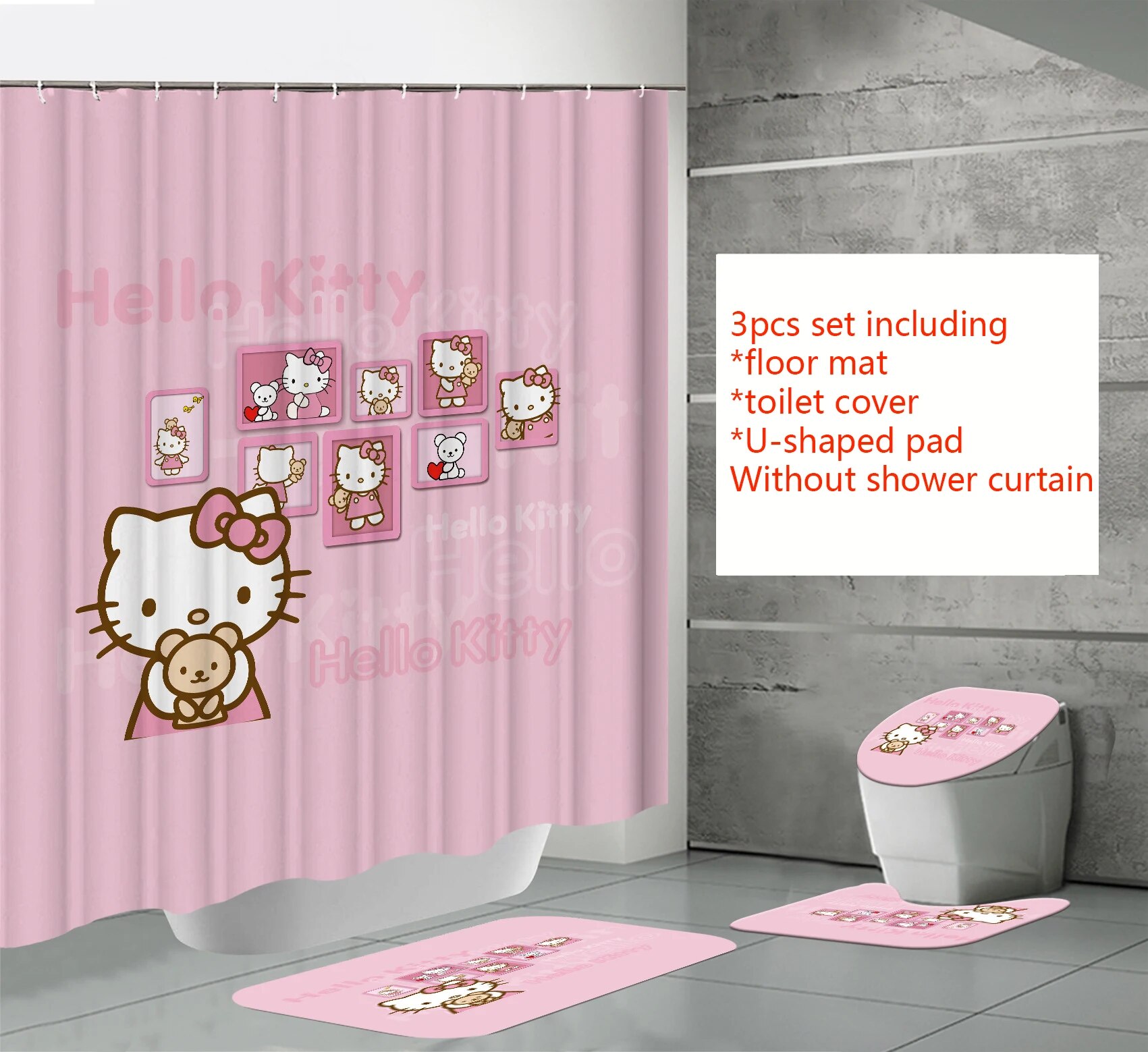 Sanrios Shower Curtain Anime Hello Kittys Kuromi Cartoon My Melody ...