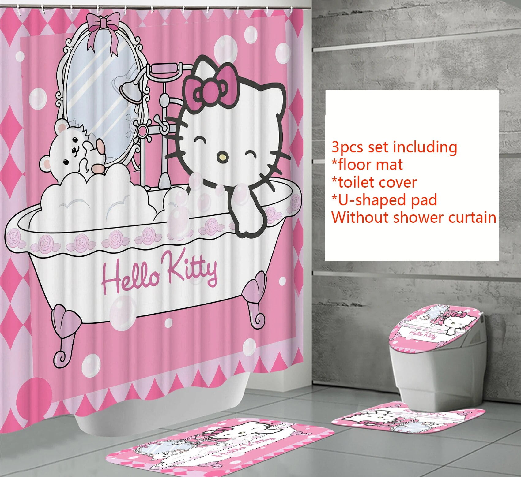 Sanrios Shower Curtain Anime Hello Kittys Kuromi Cartoon My Melody ...