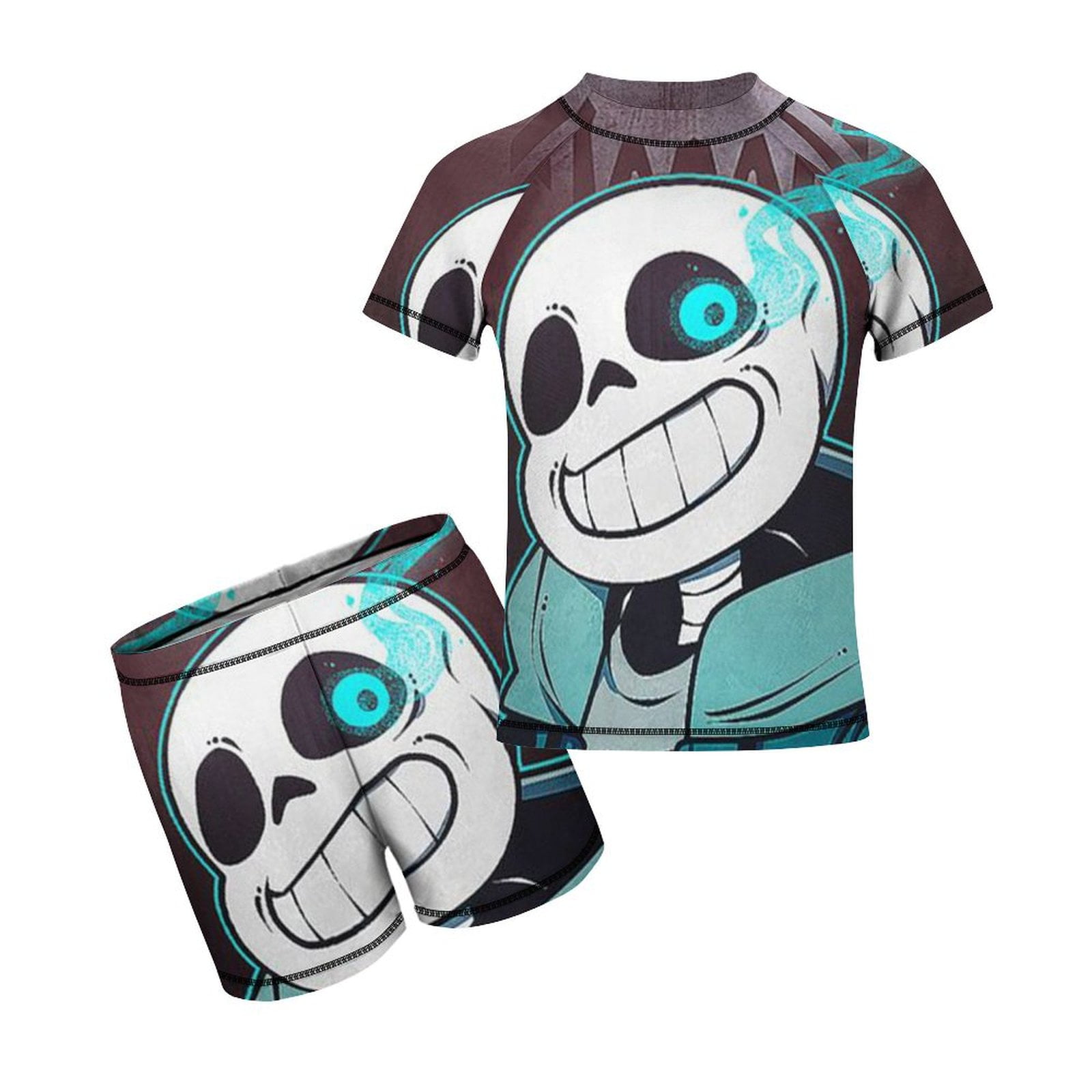 Sans Game Undertale Boy's Swimsuit Short Sleeve T Shirt Swim Trunks ...