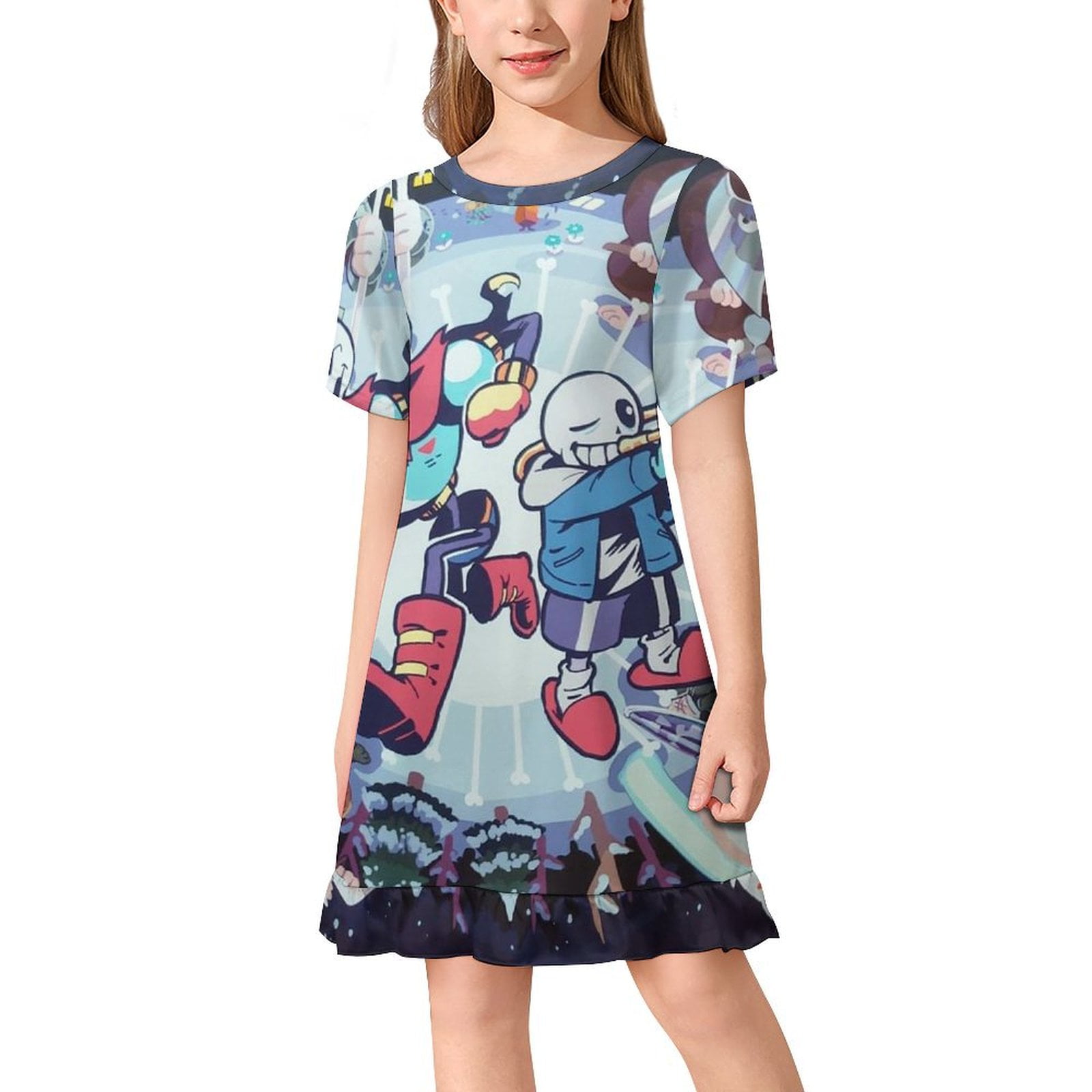 Sans Papyrus Undertale Children's Short Sleeved Dress 3D Printed ...
