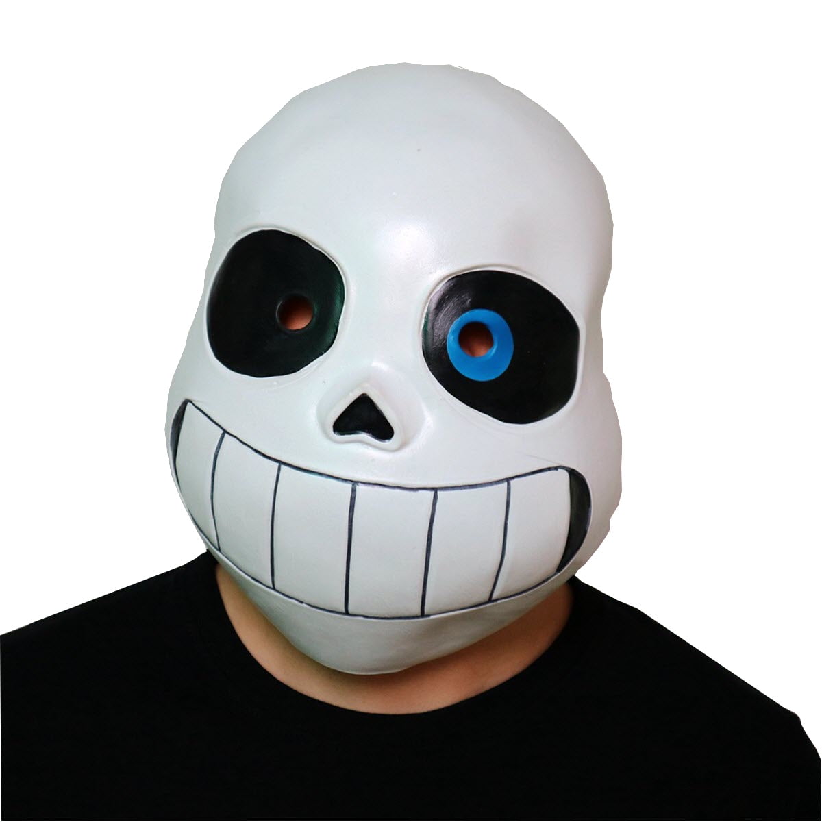 Sans Skeleton Halloween Face Mask with Black and Blue Eyes for Adults ...
