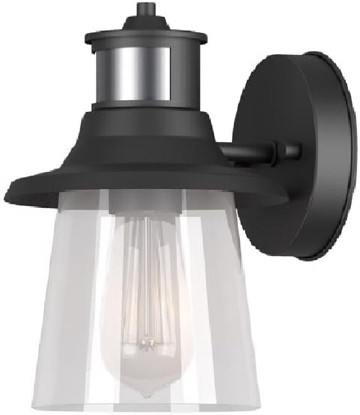 Sansa 1-Light Outdoor/Indoor Wall Sconce, Black, Clear Glass Inner ...